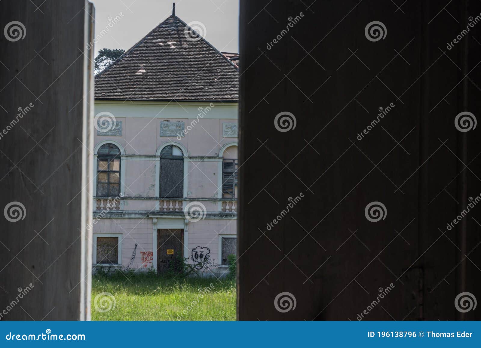 View through a Window To a Castle Builiding Stock Photo - Image of ...