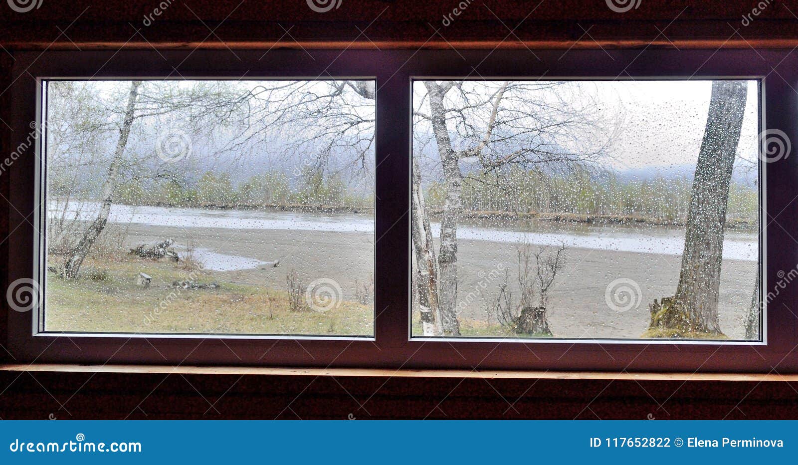 View from the Window To the River on a Rainy Day Stock Photo - Image of ...