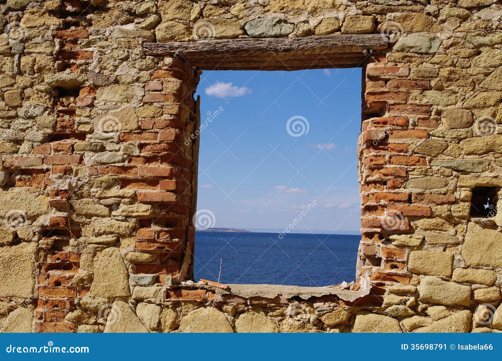 View From Window To The Sea Stock Image - Image of building, broken ...