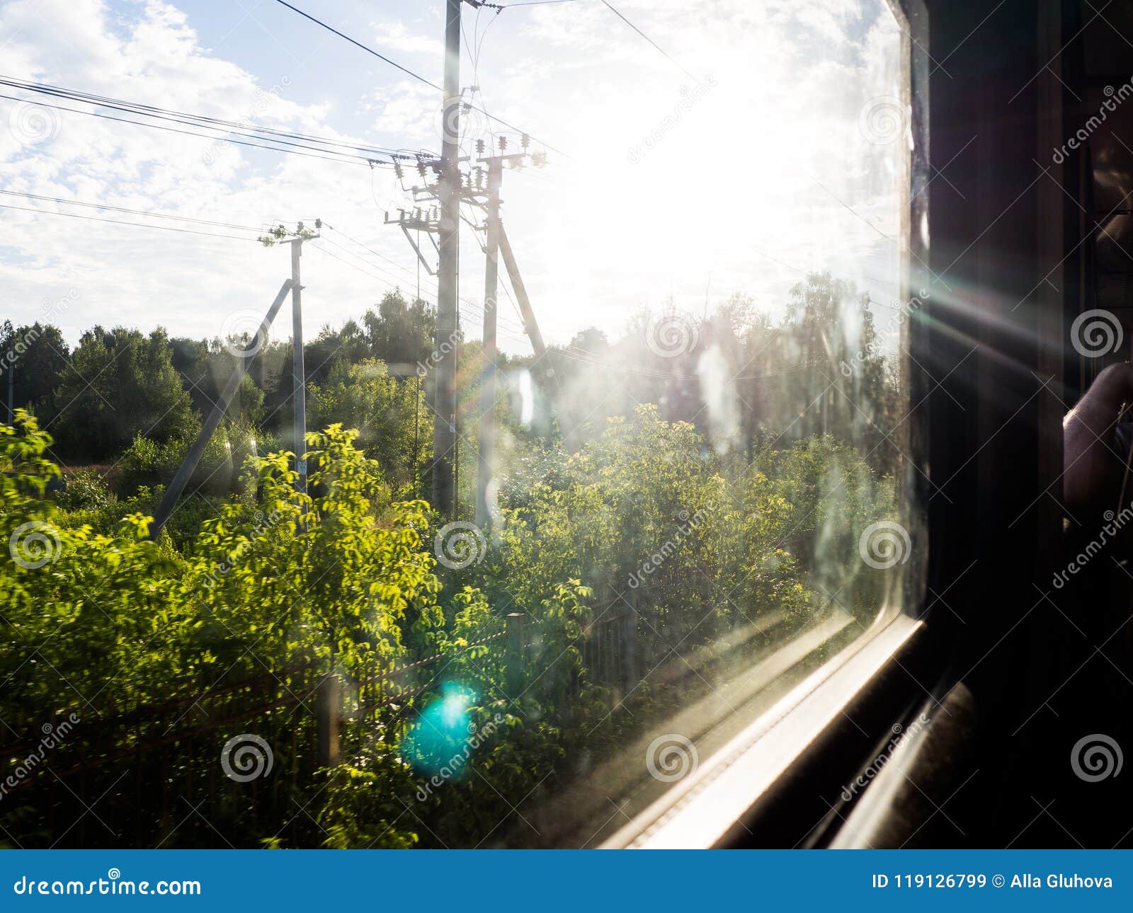 View from the Window of a Train, Partly Blurred, on a Sunny Day Stock ...