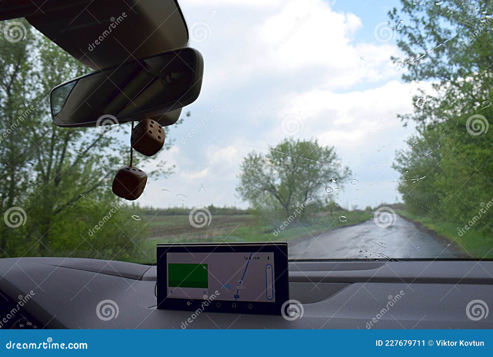 View through the Windshield of a Road Car in the Countryside Stock ...