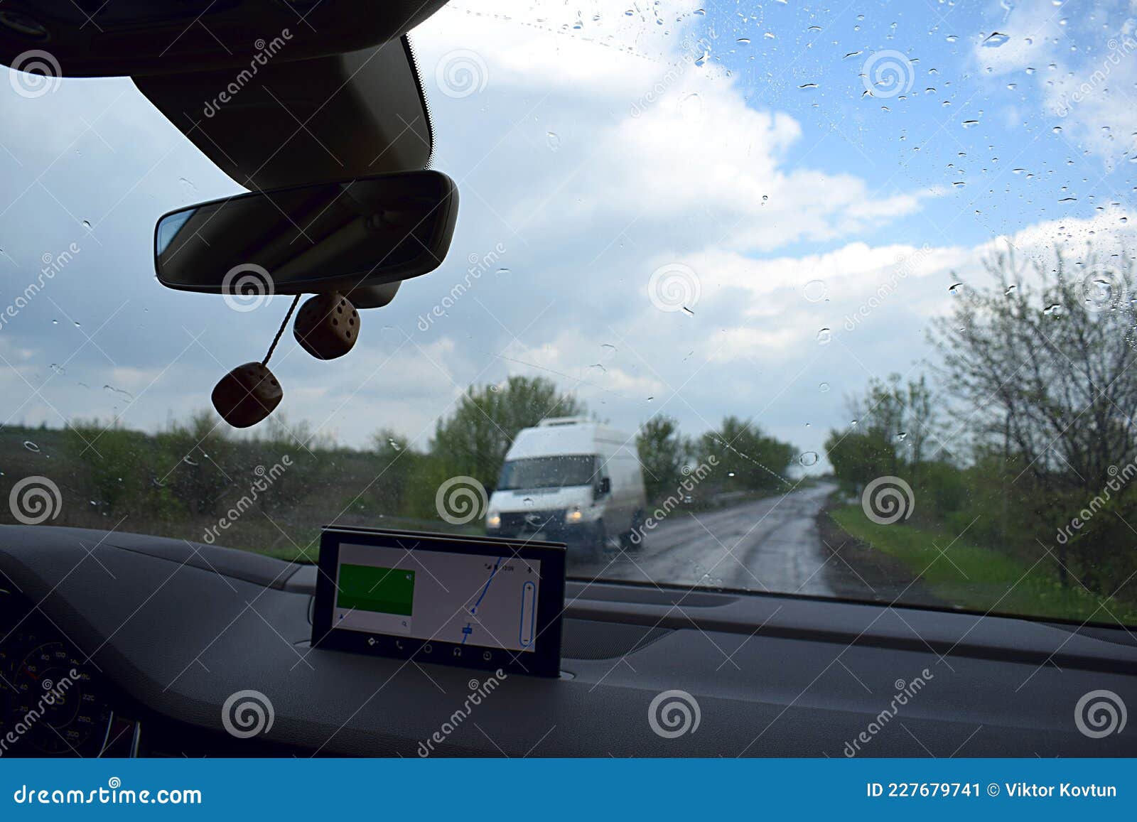 View through the Windshield of a Road Car in the Countryside Stock ...