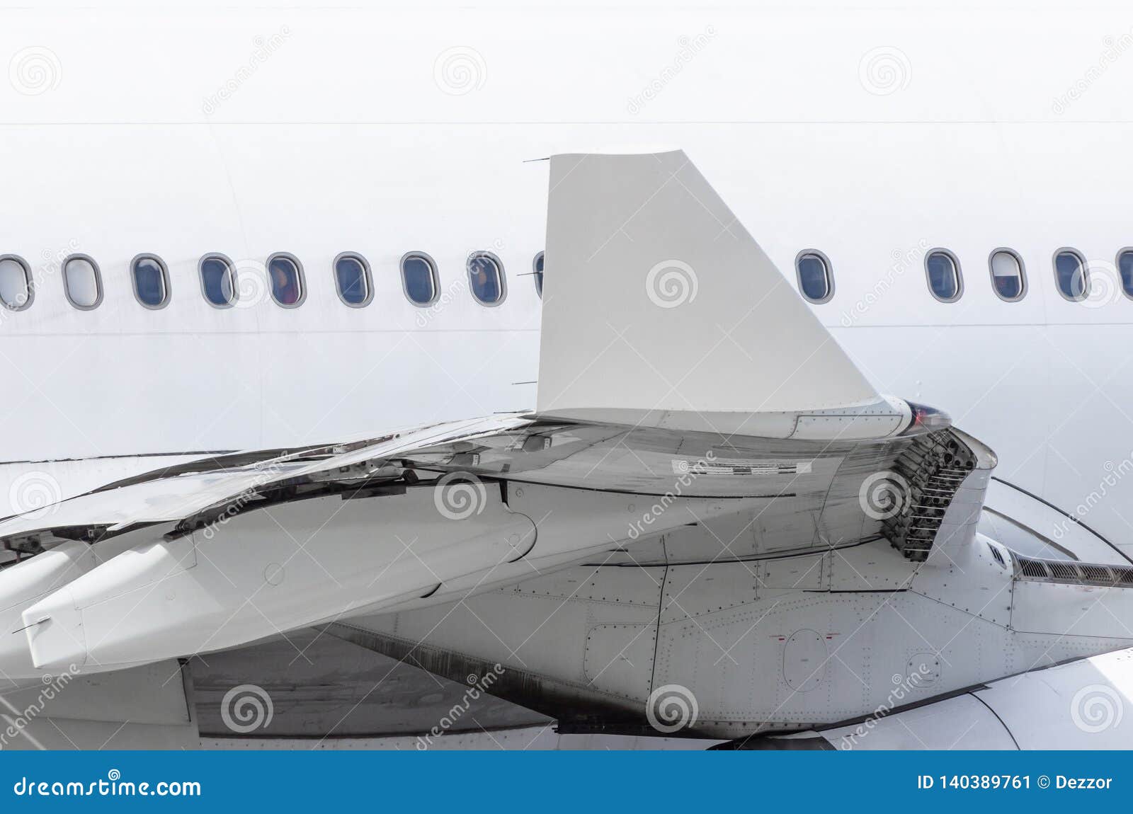 View Of The Fuselage Of The Aircraft And Many Windows, With Reflection ...