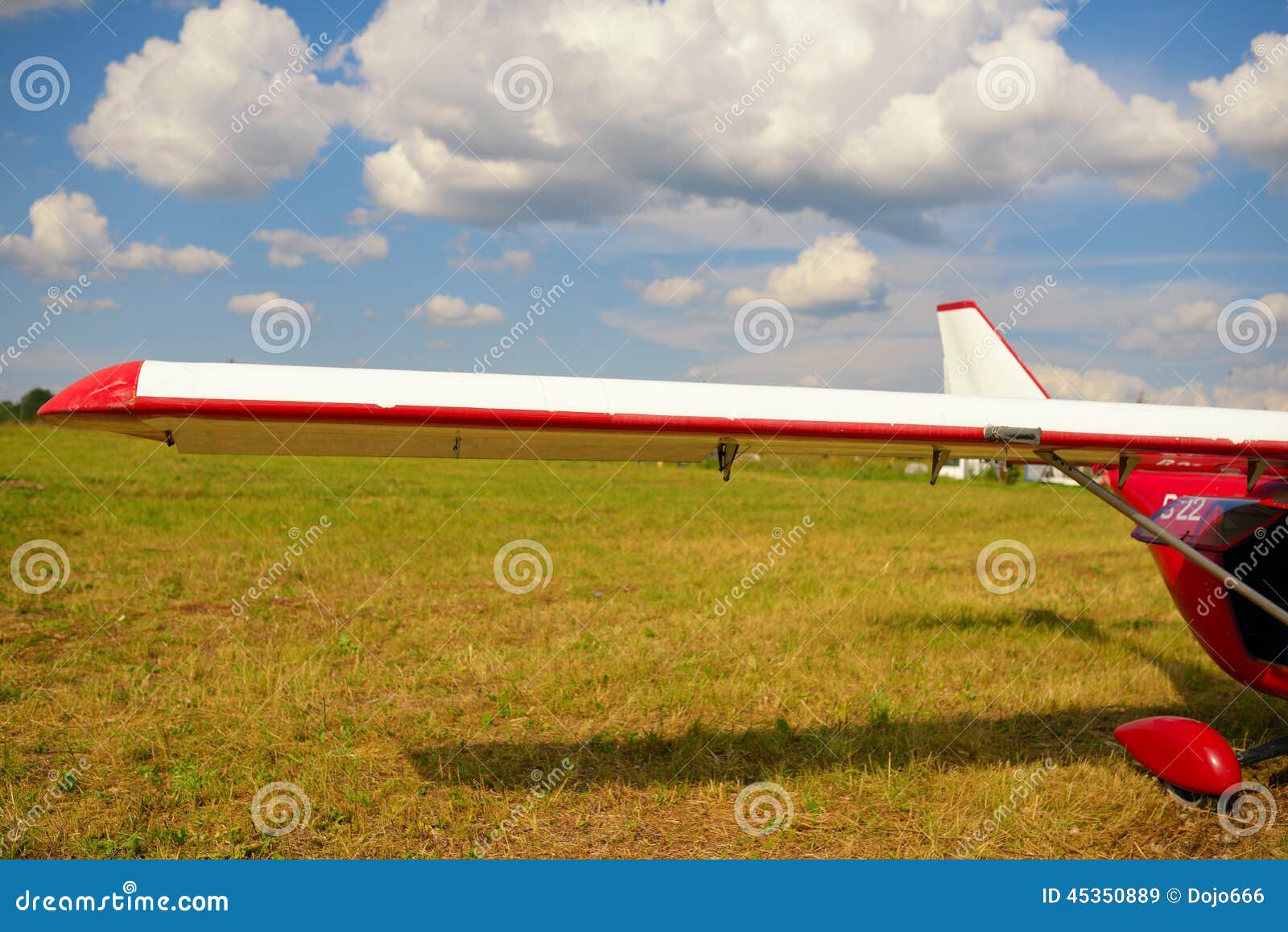 View of a Wing of the Ultralight Plane Stock Image - Image of grass ...