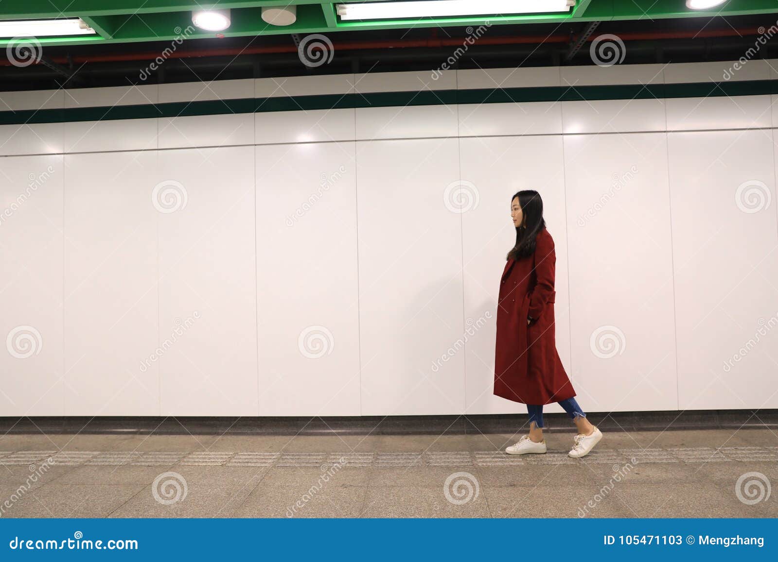 Woman Walking Alone at Night Stock Image - Image of subway, lonely ...