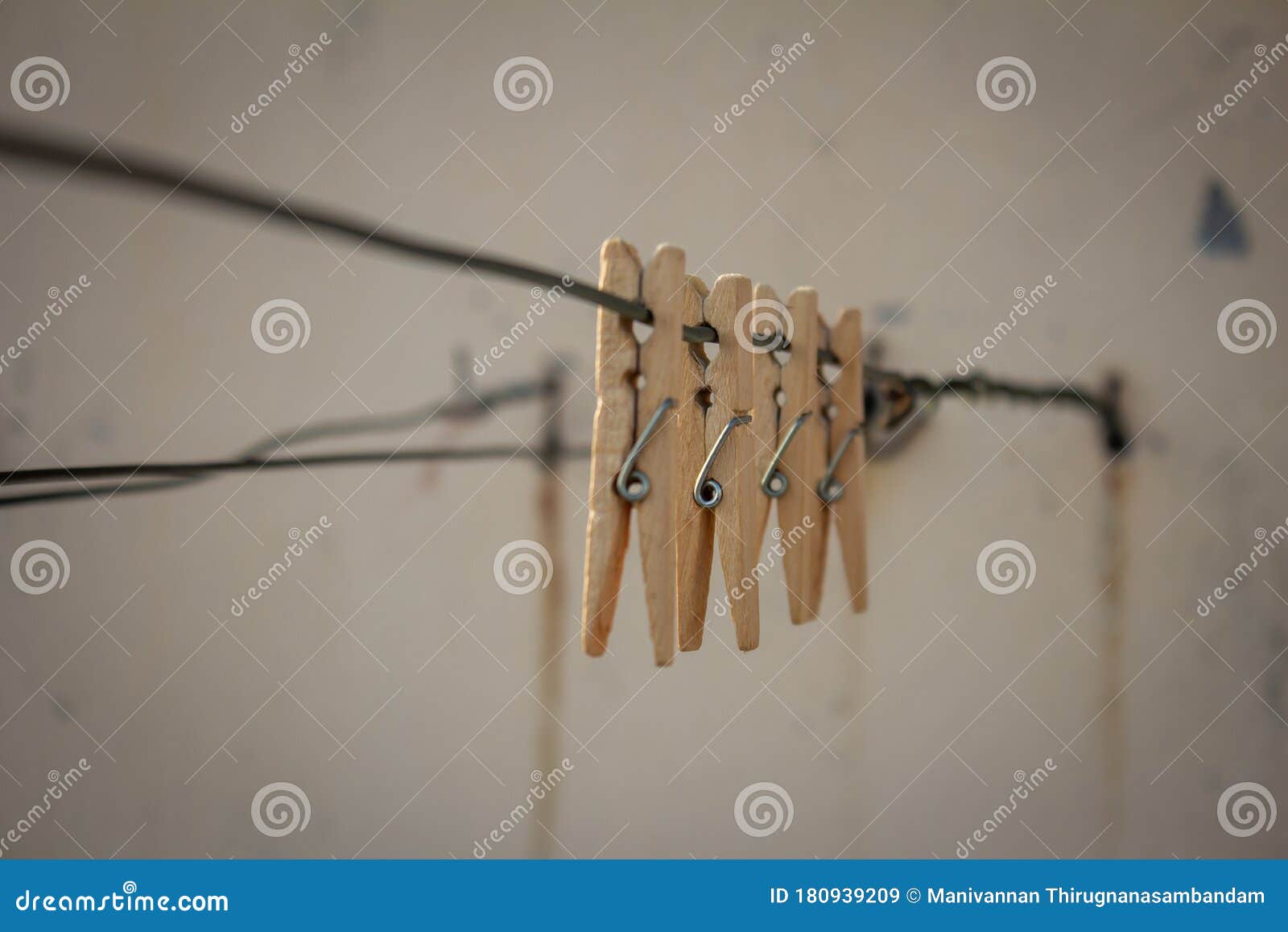 View of the Wooden Clips for Holding Clothes Put for Drying Stock Image ...