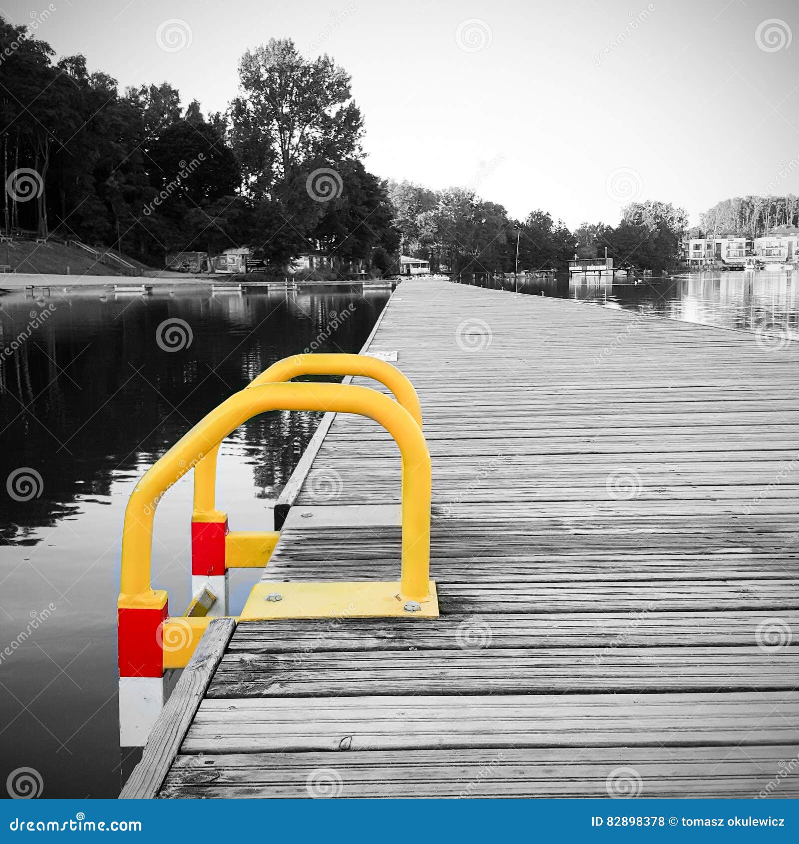View of a Wooden Pier on the Pond Stock Photo - Image of water, deck ...