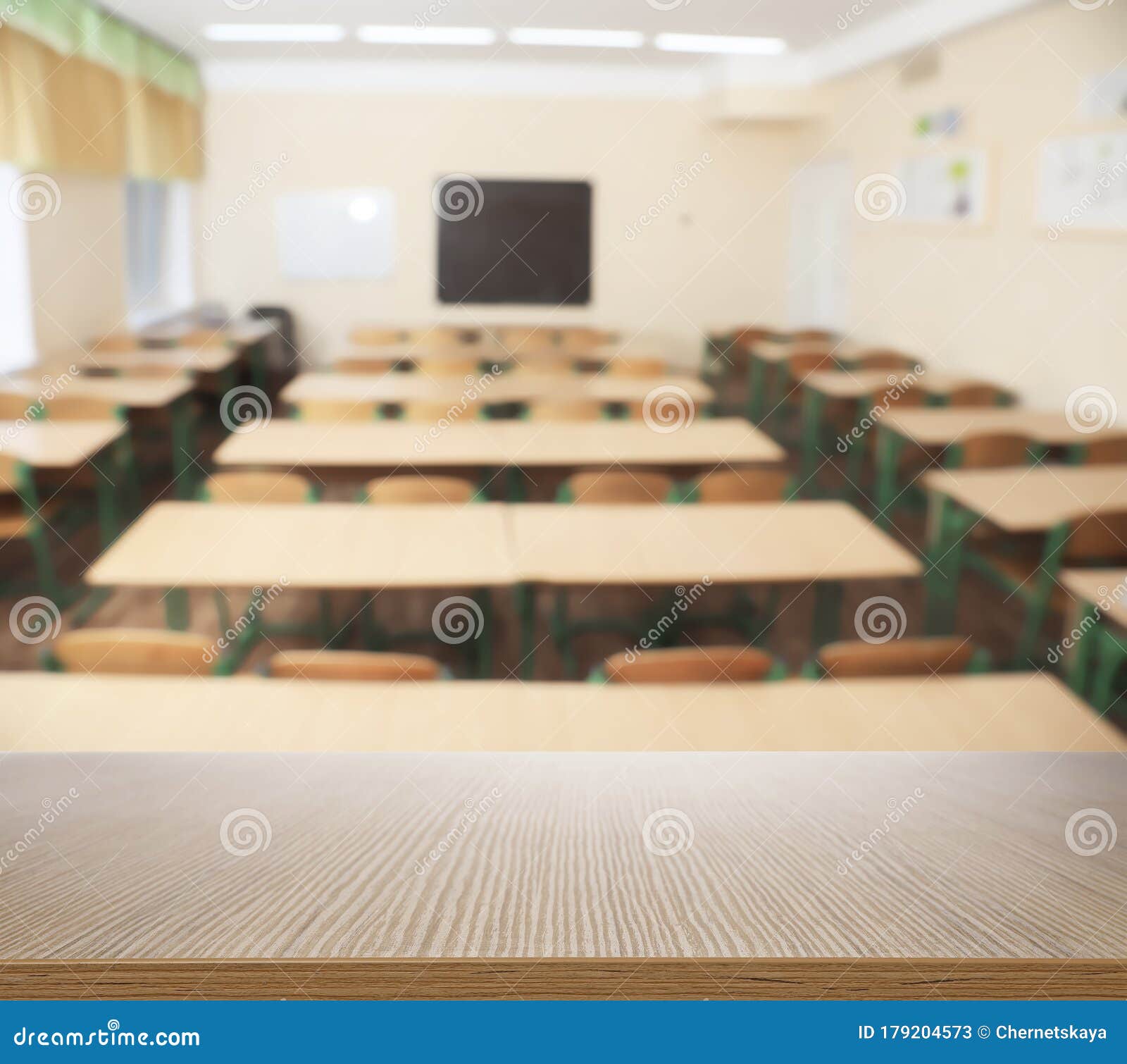 View from Wooden Table in Classroom Stock Image - Image of background ...