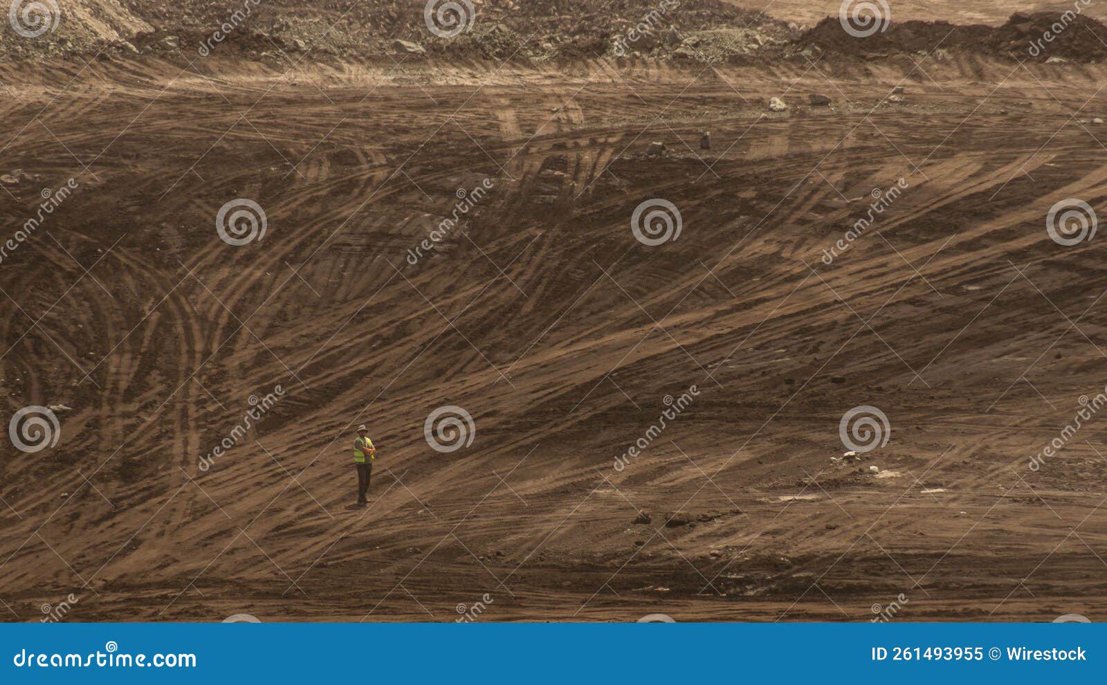 View of a Worker Standing Alone in the Deserted Field of Ptolemaida ...