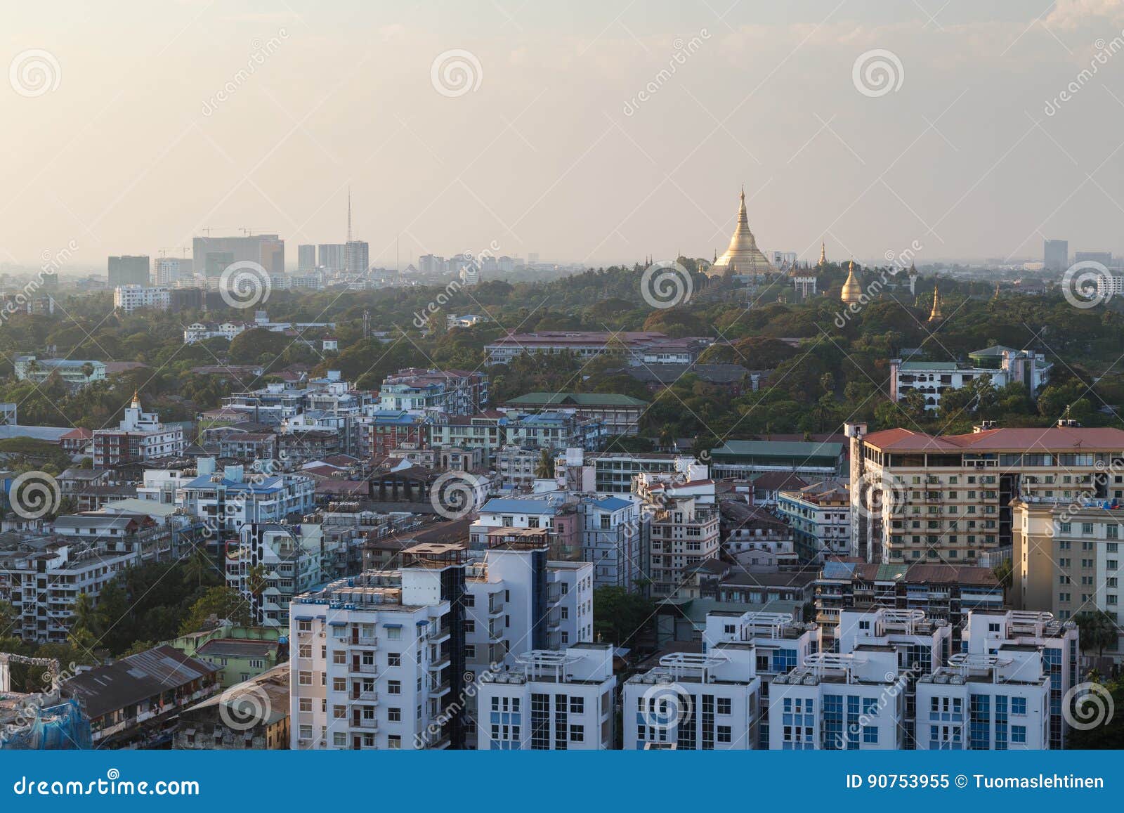 View of Yangon in Daylight from Above Stock Image - Image of myanmar ...