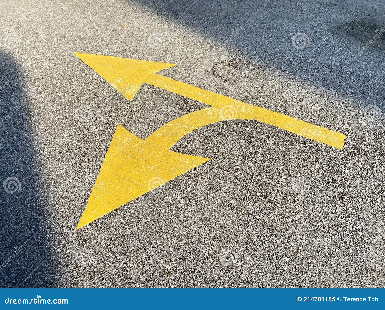 View of a Yellow Directional Road Arrow Painted with Thermoplastic ...