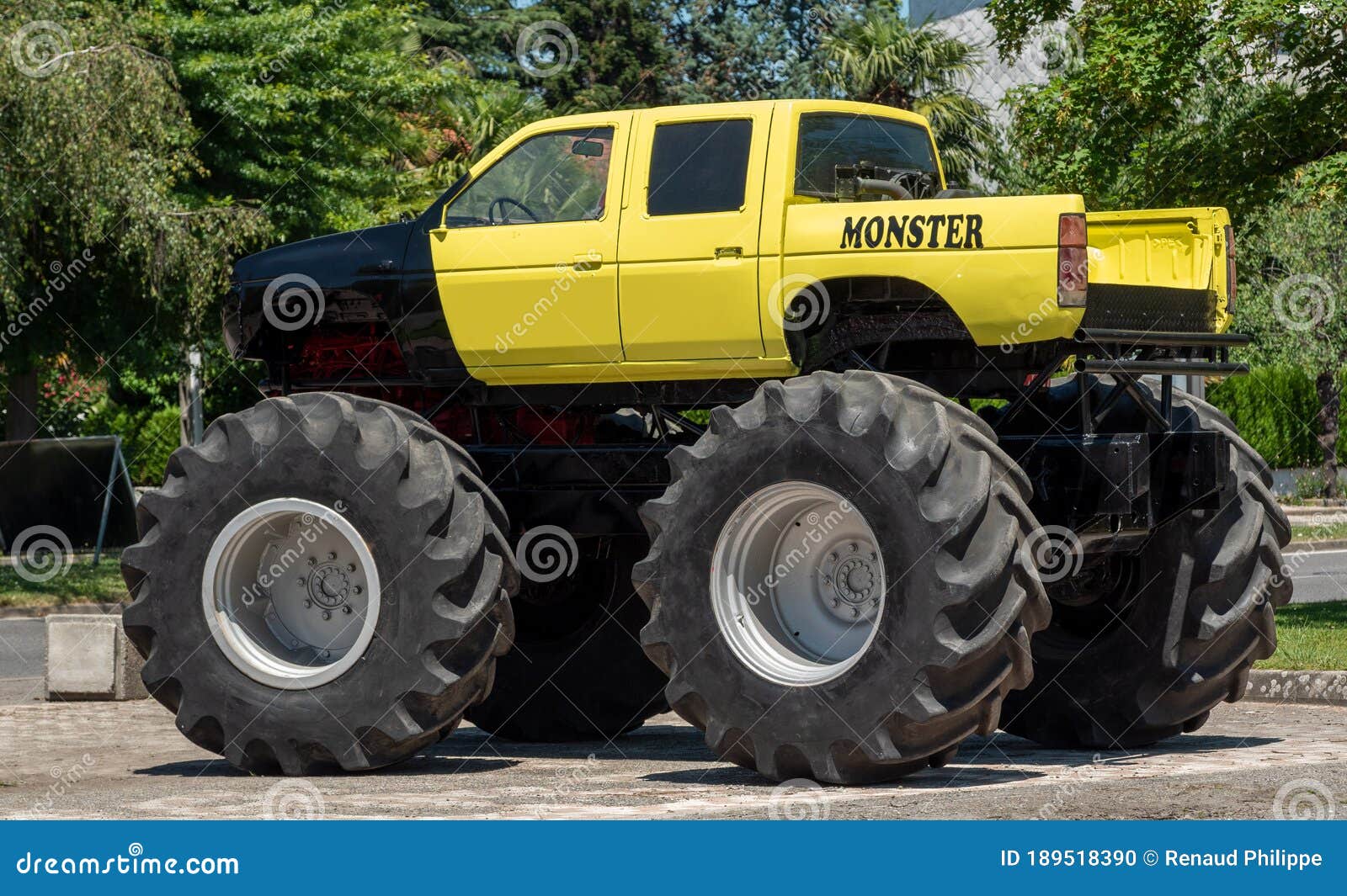 View of Yellow Monster Truck Stock Photo - Image of monster, vehicle ...