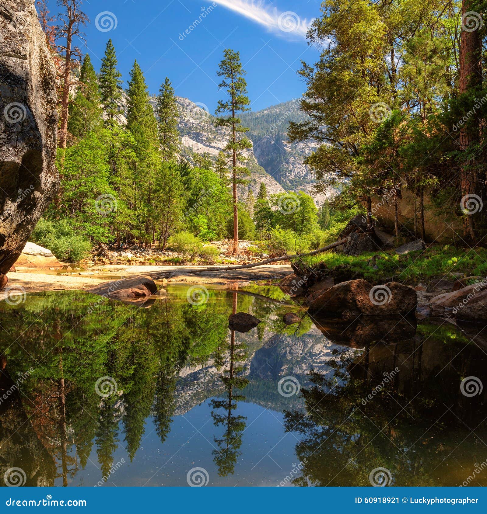 View of Yosemite National Park with Reflection in the Lake Stock Image ...