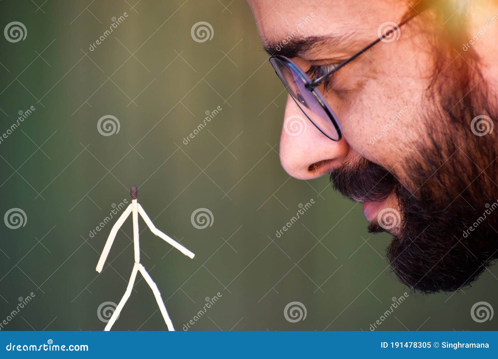 A View of a Young Boy with Matchstick Man Stock Image - Image of branch ...