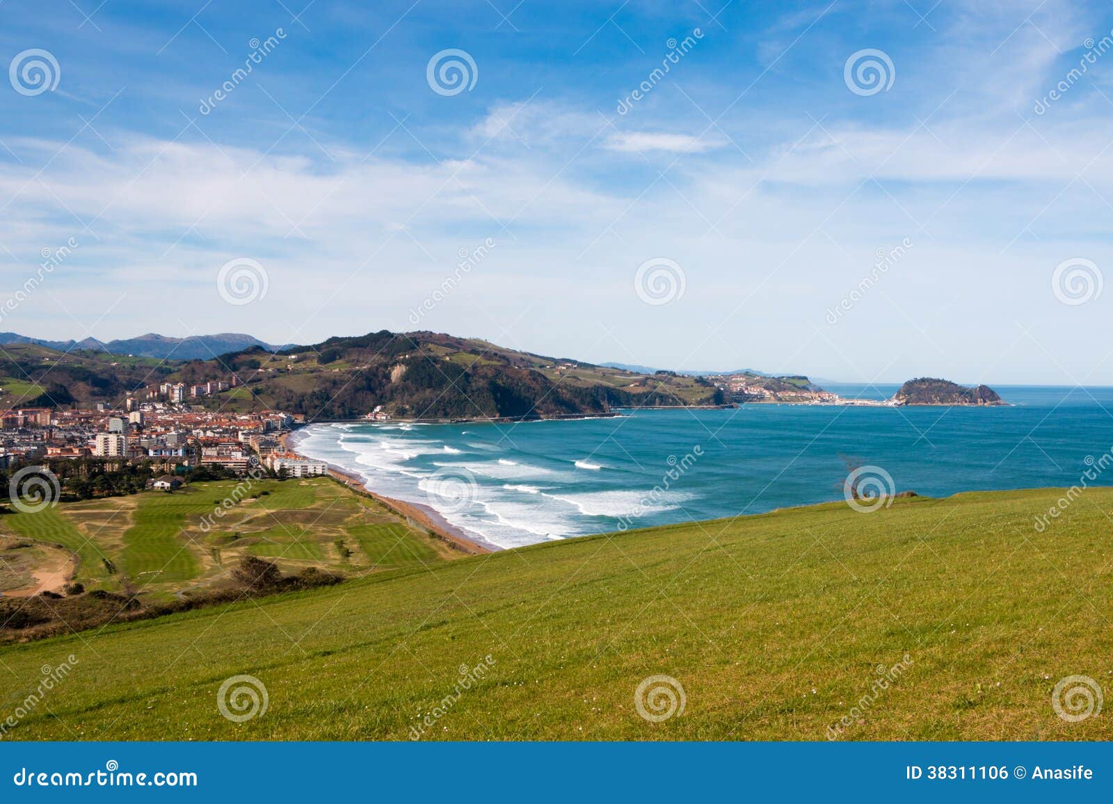 View of Zarautz and Getaria. Stock Photo - Image of beach, landmark ...