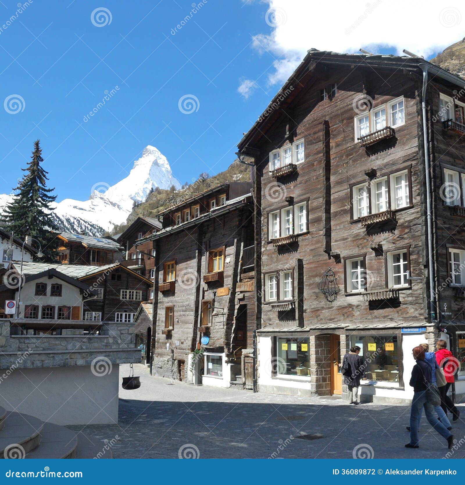 View of Zermatt House, with a Mountains Editorial Photography - Image ...