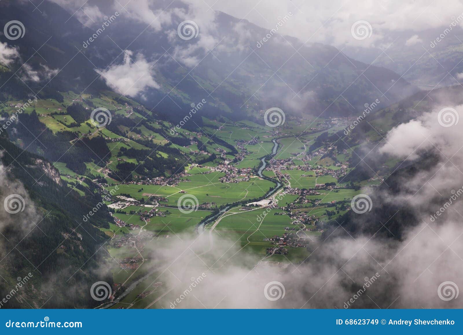 View of Ziller Valley. Austria Stock Image - Image of alpine, village ...