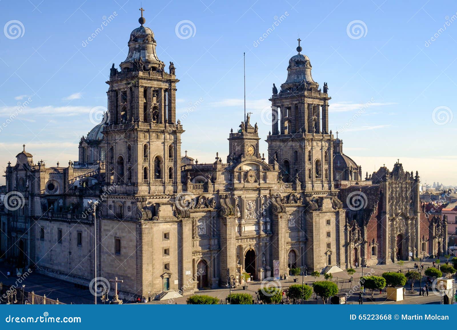 View of Zocalo Square and Cathedral in Mexico City Stock Photo - Image ...