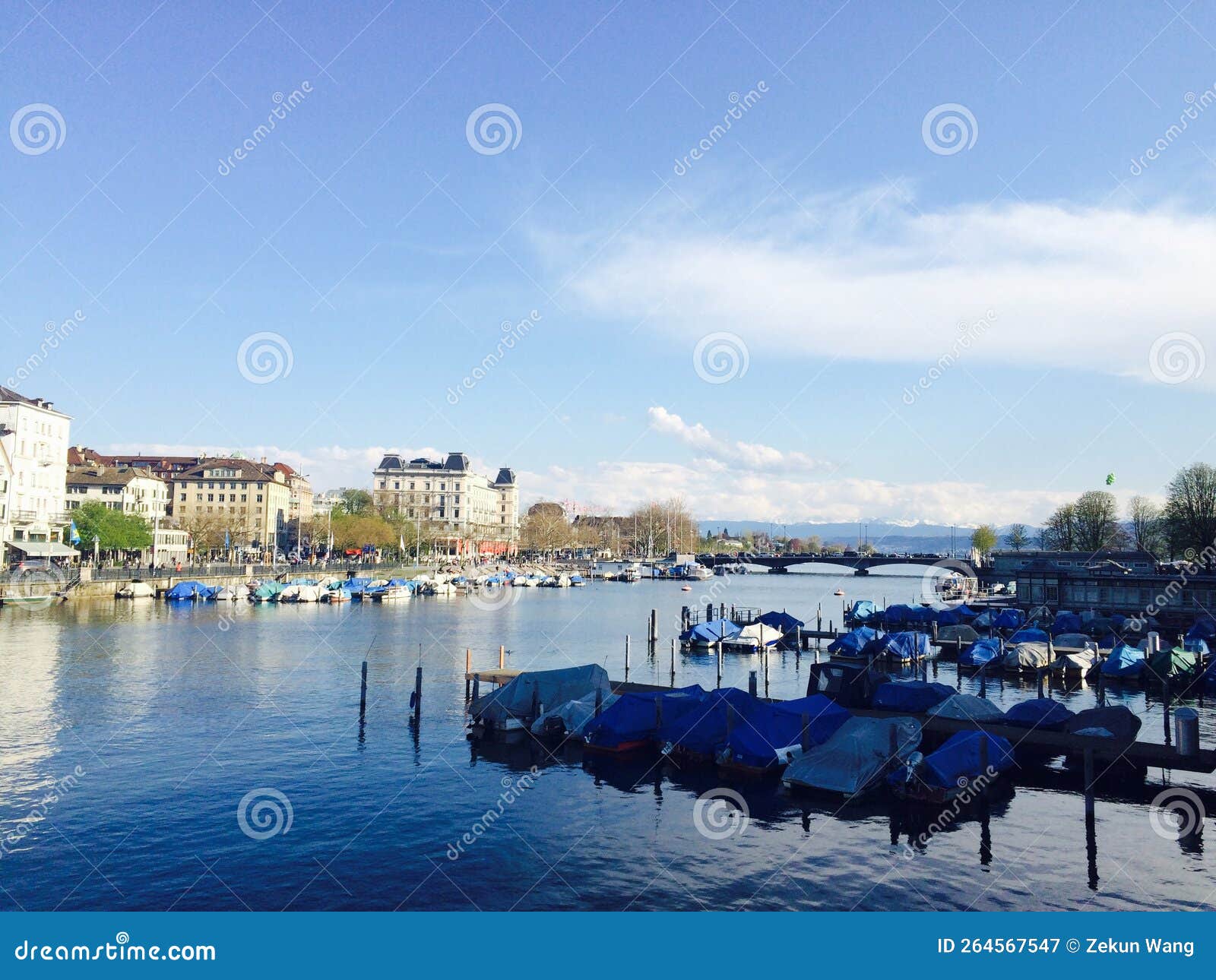 Dock of Zurich Lake editorial photography. Image of boat - 264567547