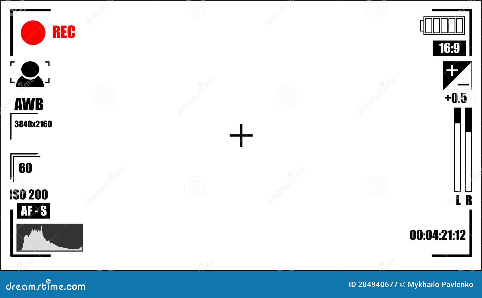 Viewfinder Frame with Different Data on a White Background Stock ...