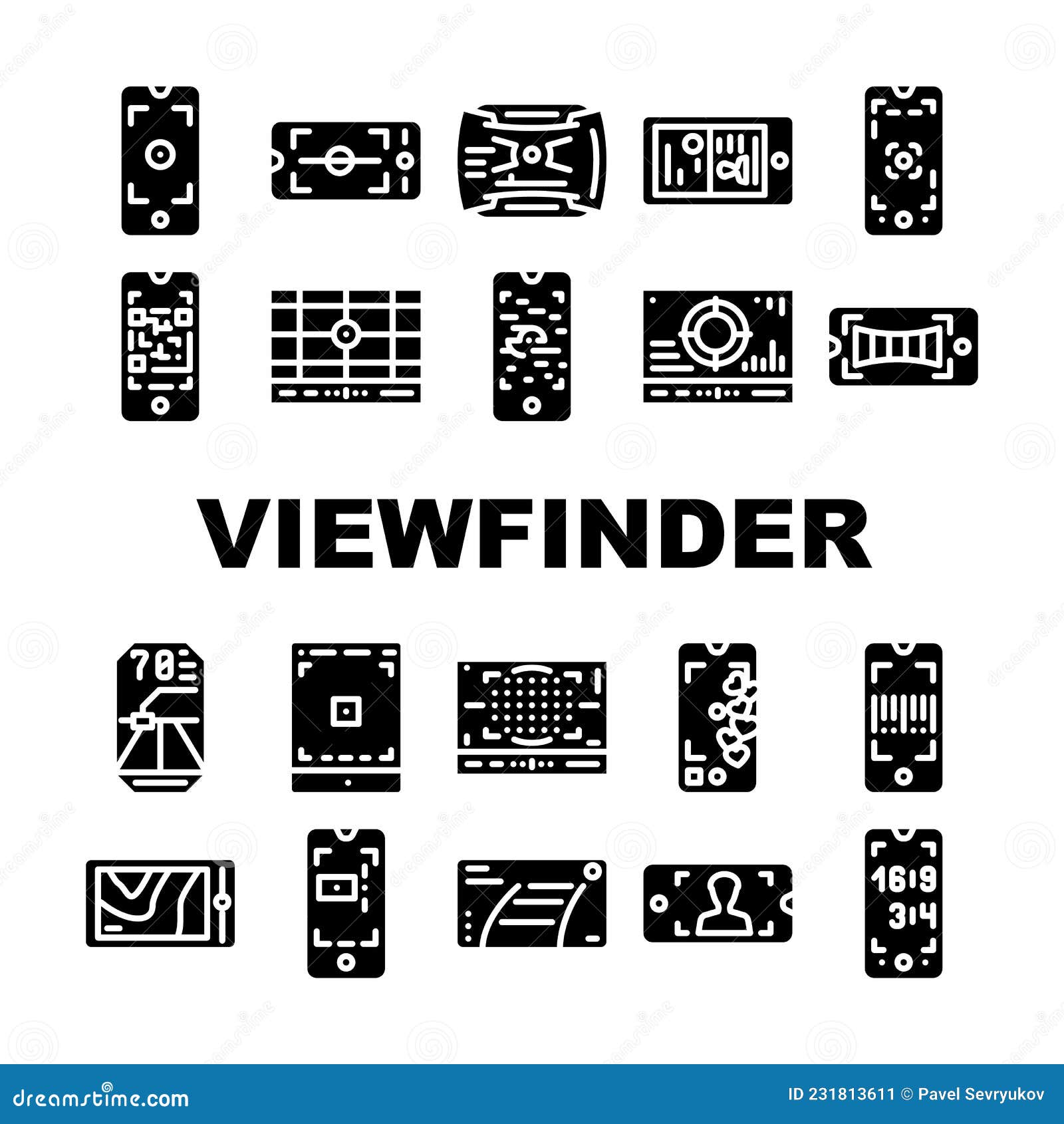 Viewfinder Smartphone Function Icons Set Vector Stock Vector ...