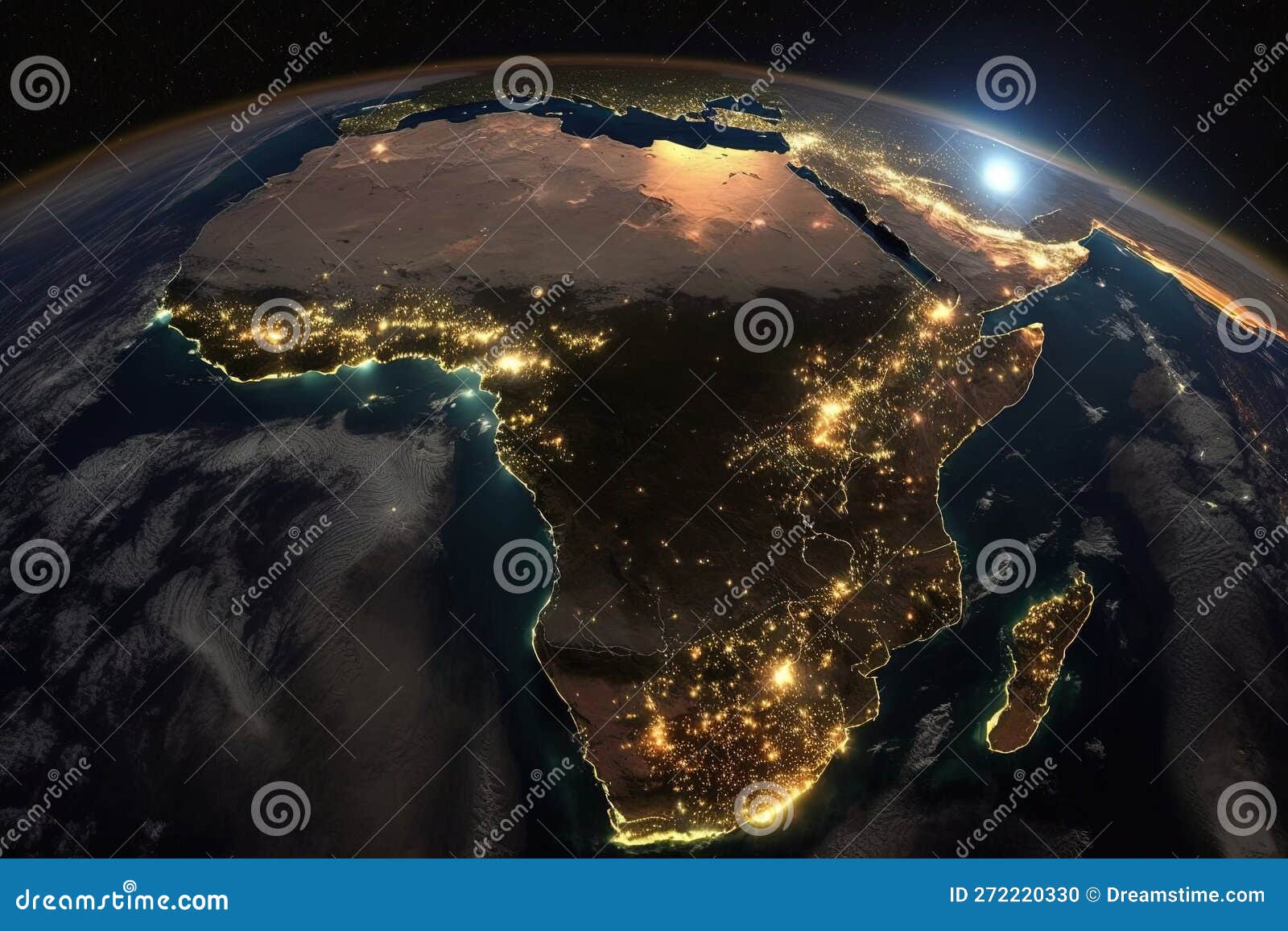 Viewing Africa from Space at Night. Generative AI Stock Illustration ...