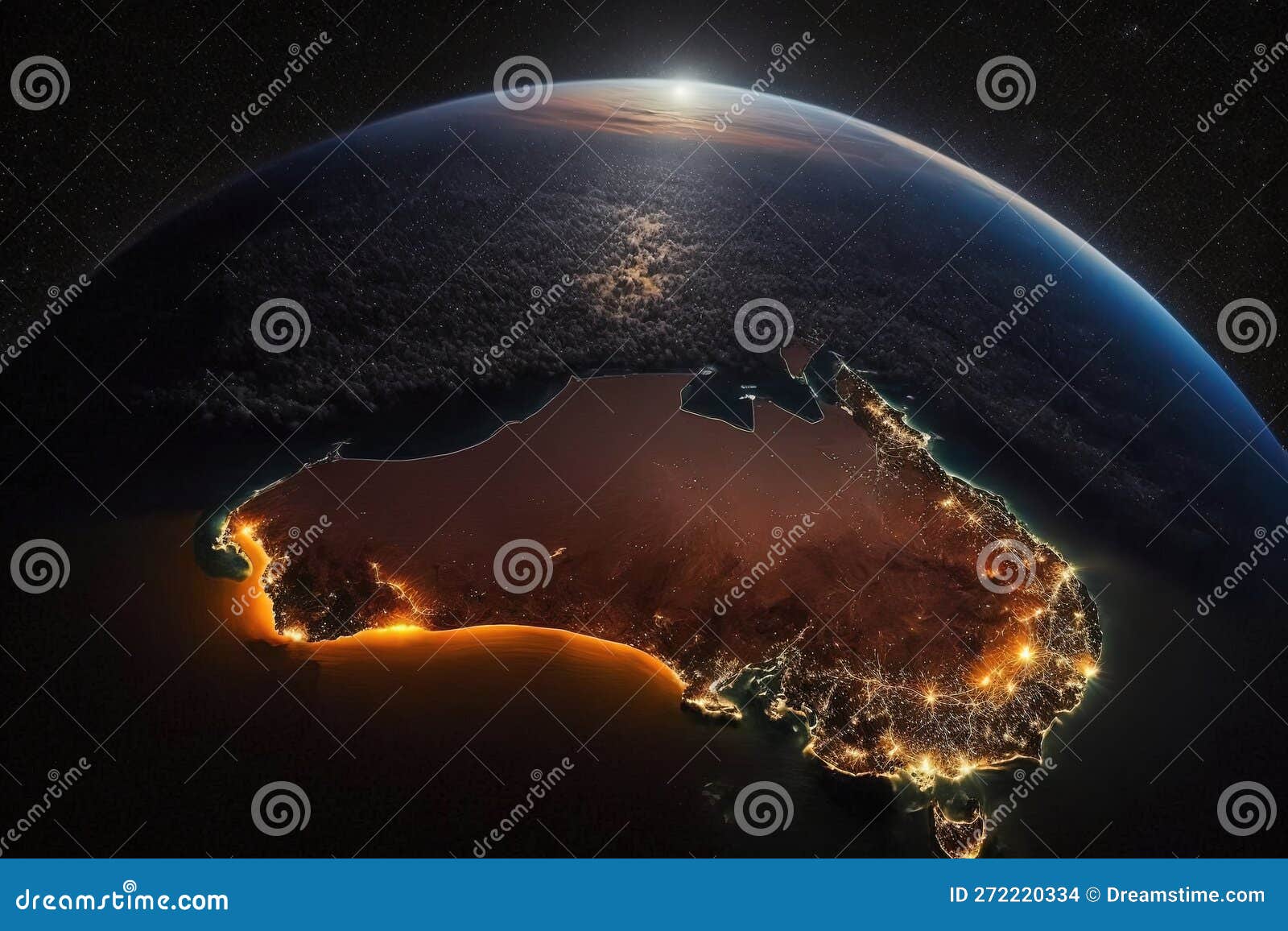 Viewing Australia from Space at Night. Generative AI Stock Illustration ...