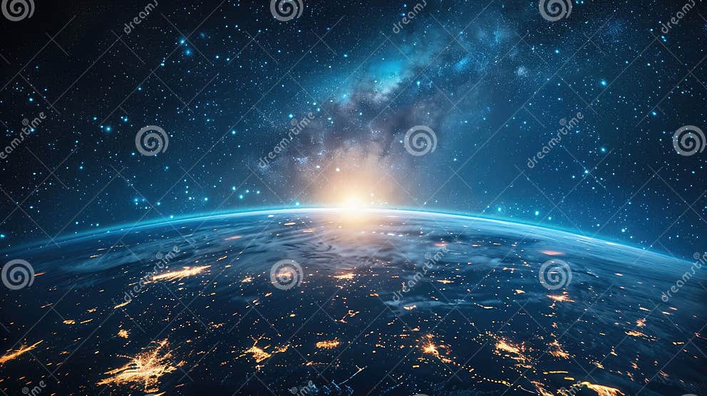Viewing Half of the Earth from Space, Ground Level Stock Image - Image ...
