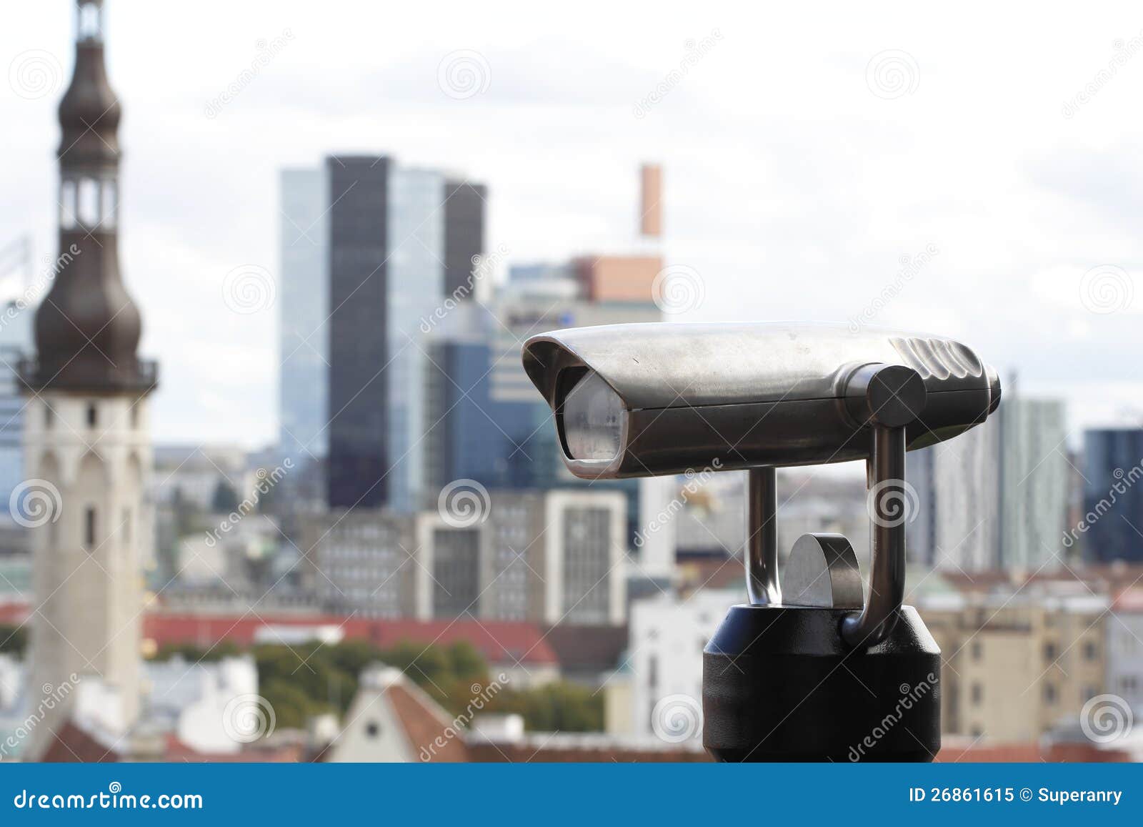 Viewing Machine and Panorama of Tallinn Stock Image - Image of roof ...