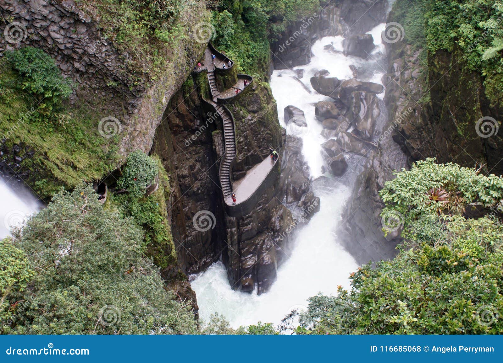 Viewing Platform at the Base of a Waterfall Stock Photo - Image of ...