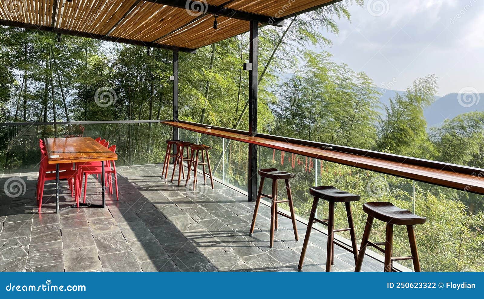 Viewing Platform Facing the Mountain Stock Photo - Image of forest ...