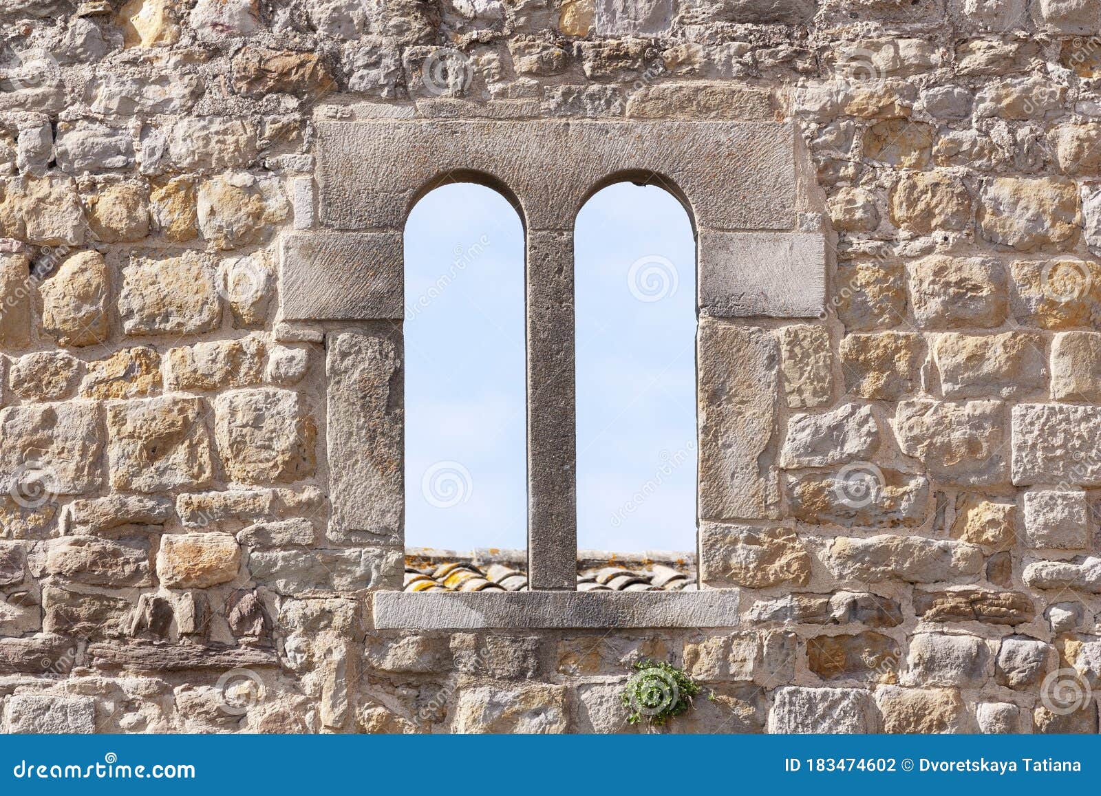 The Viewing Window in the Stone Wall of the Fortress Stock Photo ...