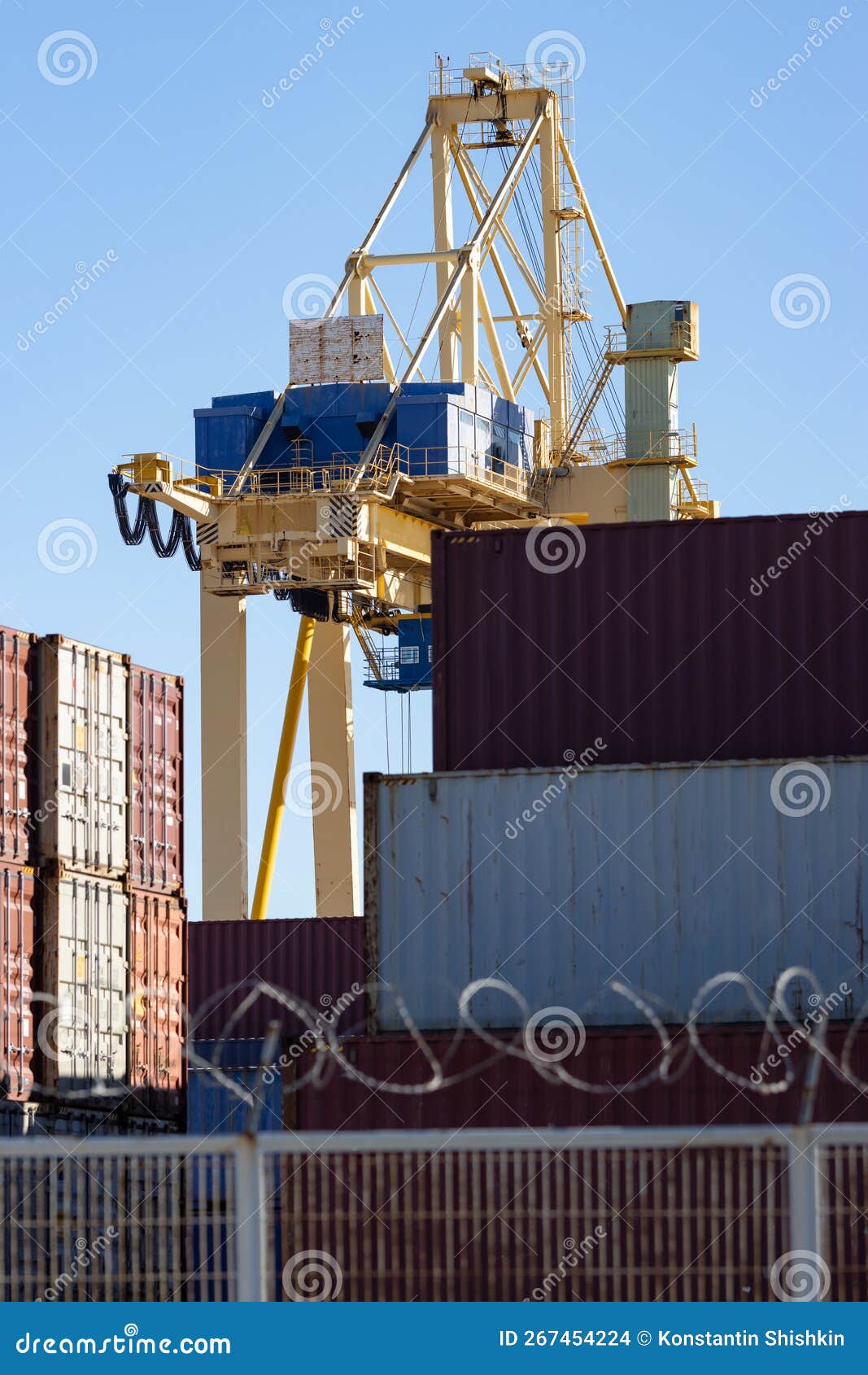 Viewpoint Above the Cargo Seaport with Lots of Containers Stock Photo ...