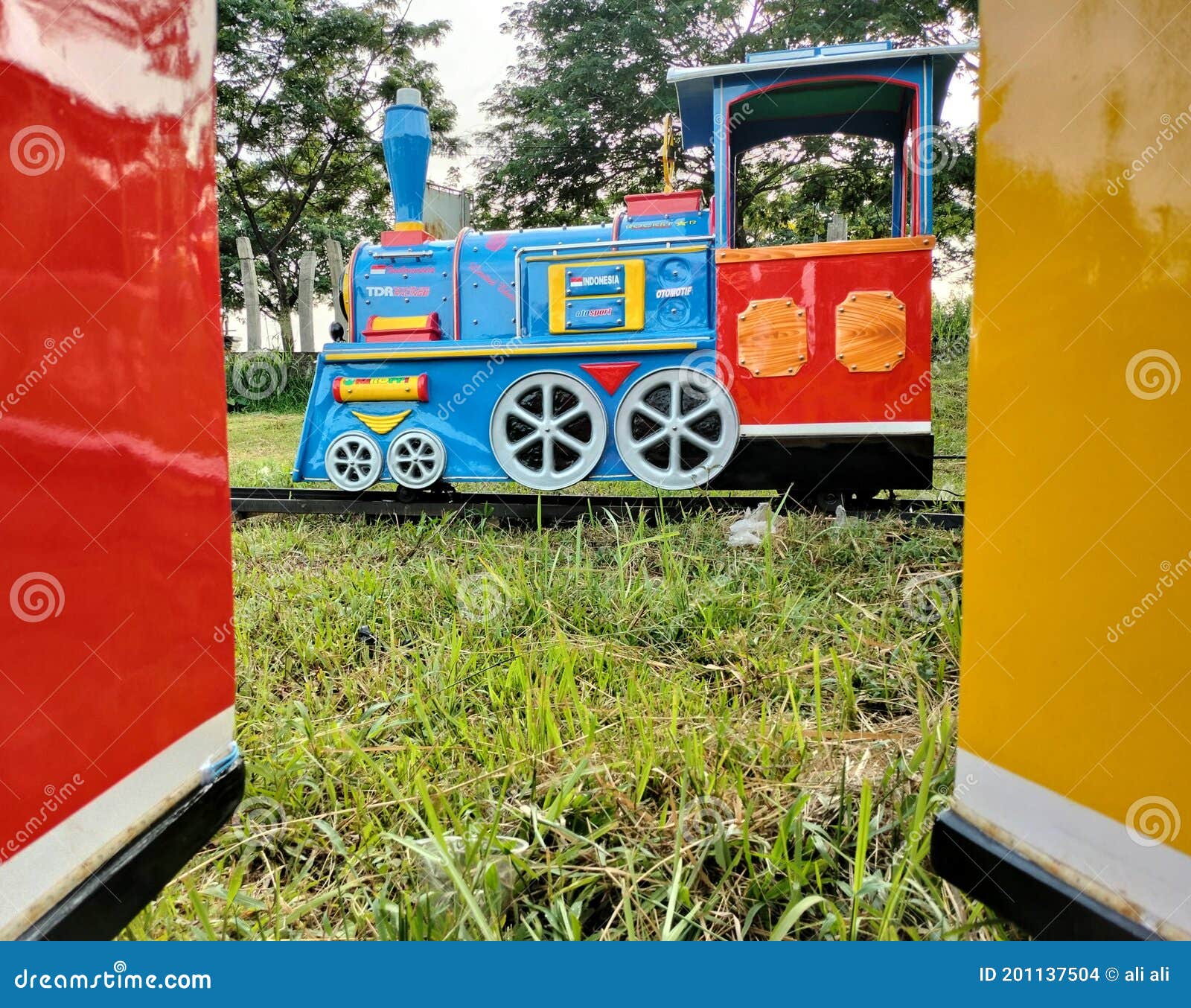 Viewpoint of a Colorful Mini Train Game Stock Photo - Image of children ...