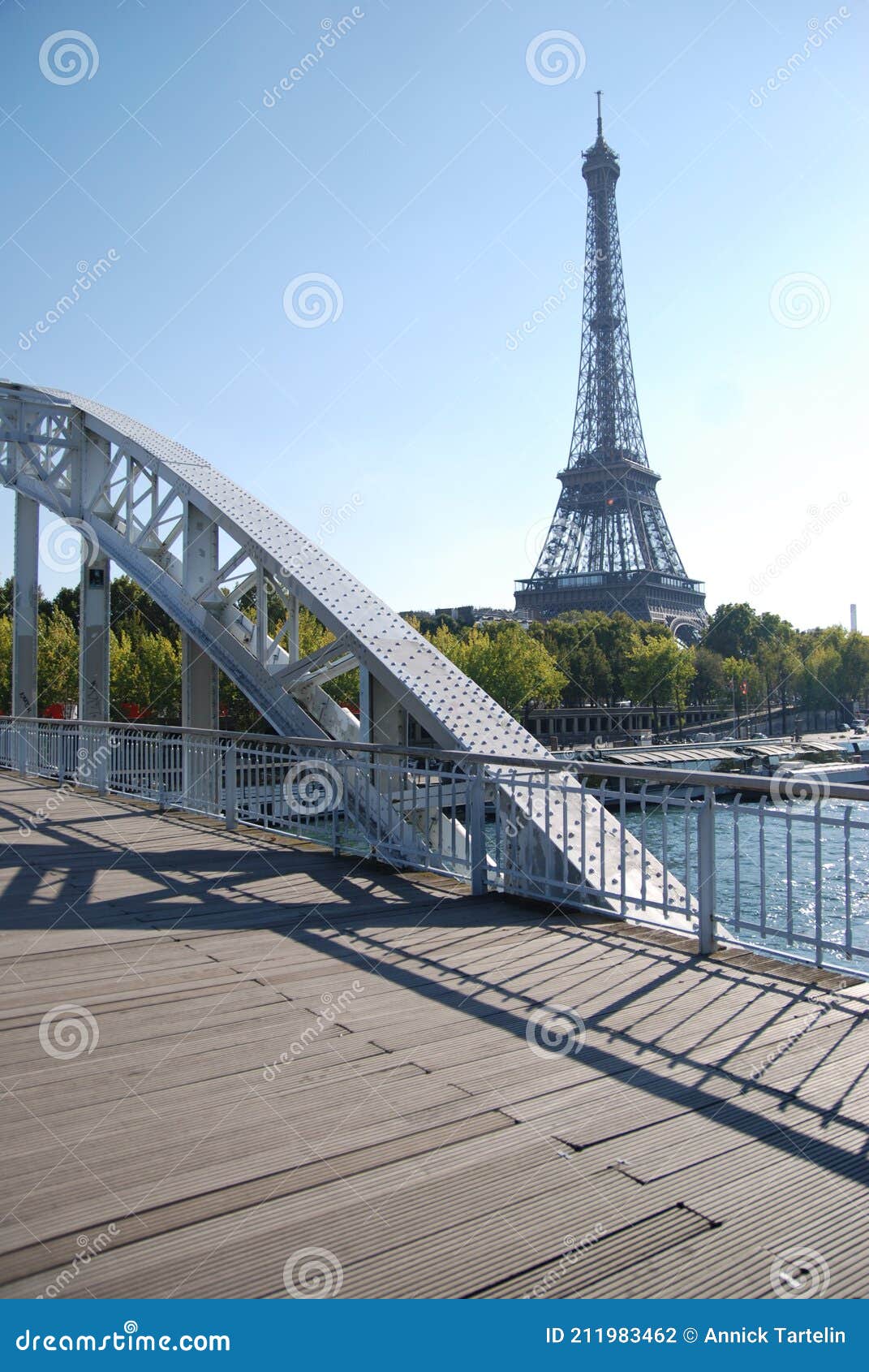 Eiffel Tower in Paris Central Stock Photo - Image of footbridge, tree ...