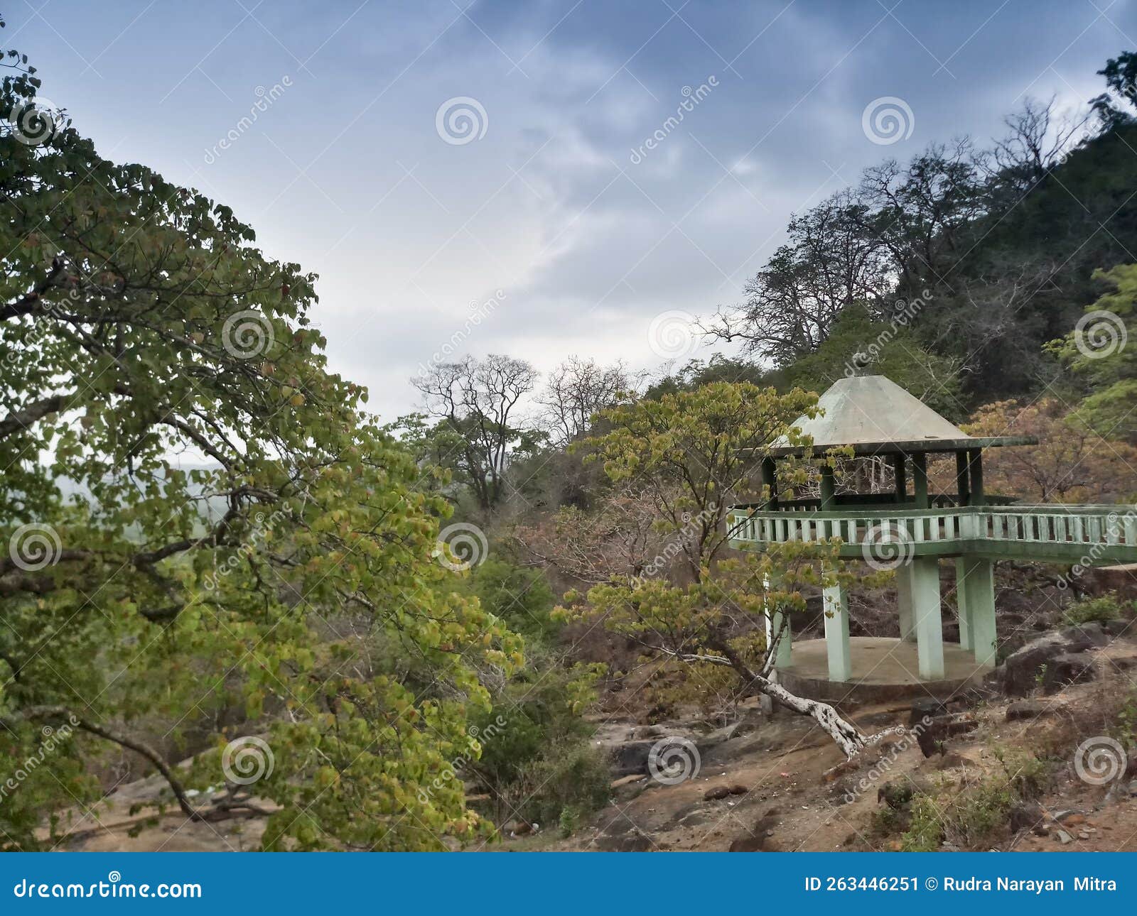 Viewpoint. Forest Seen from Viewpoint with Cloudy Sky, Distant ...