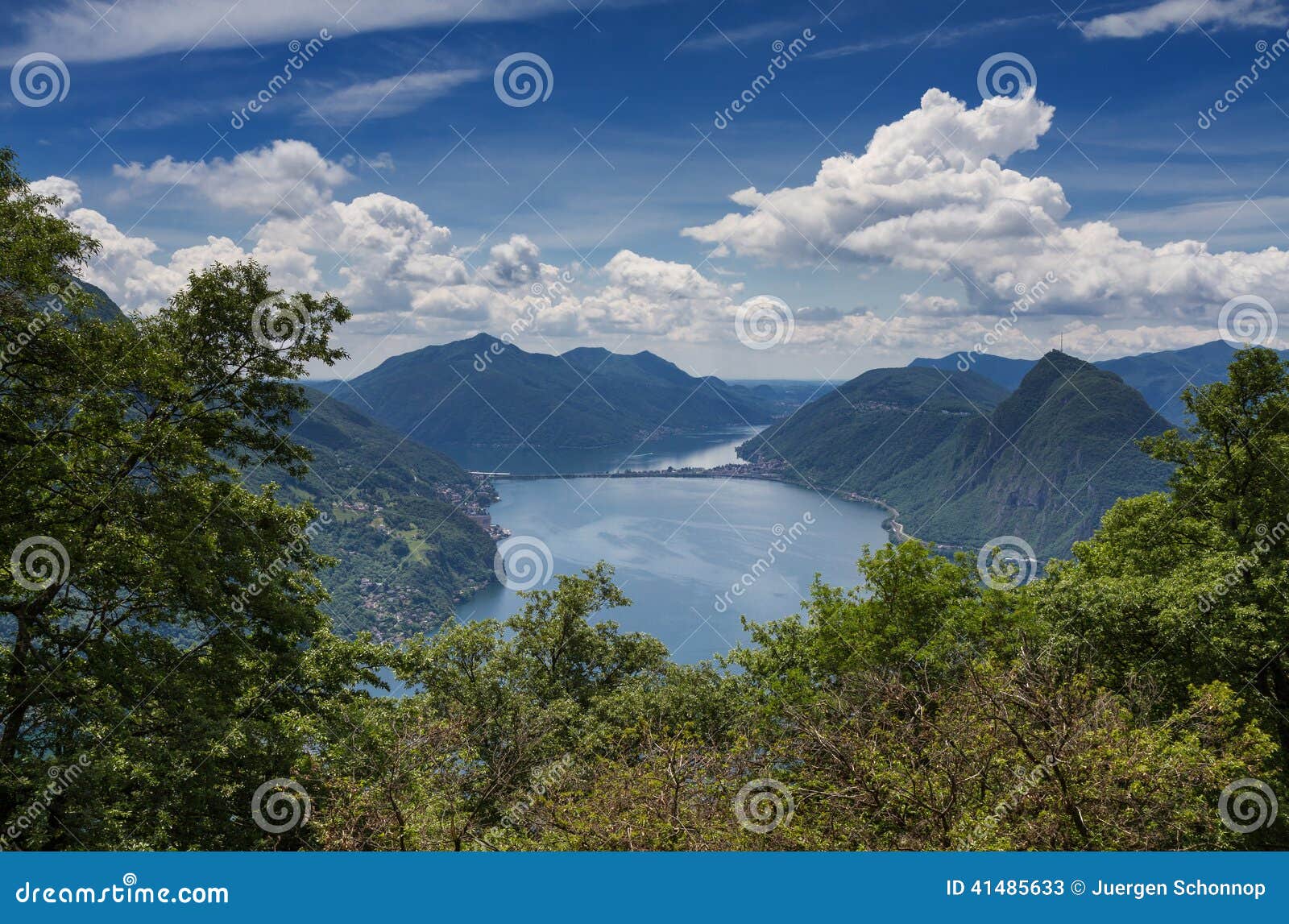 Viewpoint Monte Bre Towards Lake Lugano Stock Image - Image of mountain ...