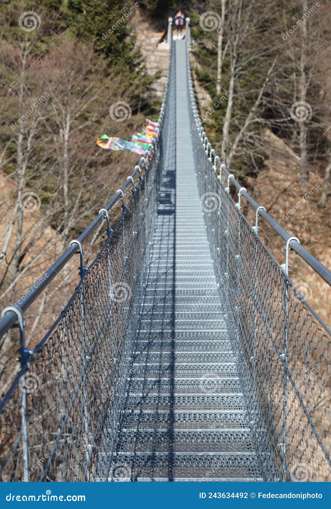 Viewpoint Over a Long Tibetan Bridge Suspended in the Void in Th Stock ...