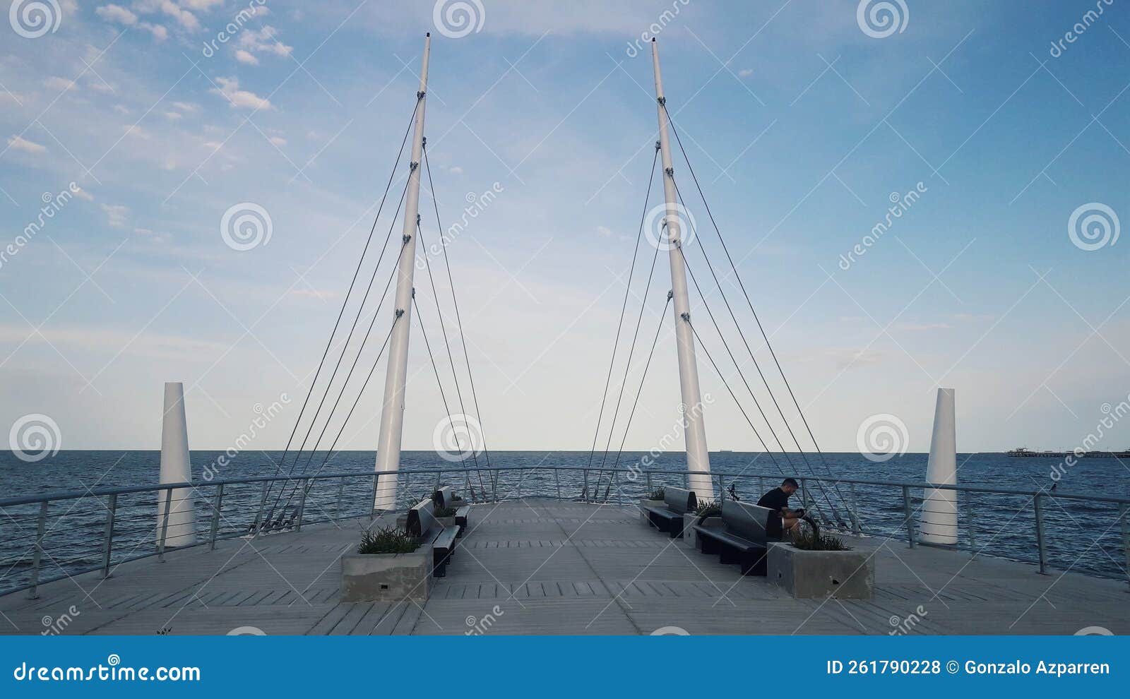 Viewpoint of the Rio De La Plata, Ship Masts, Blue Sky with Clouds ...