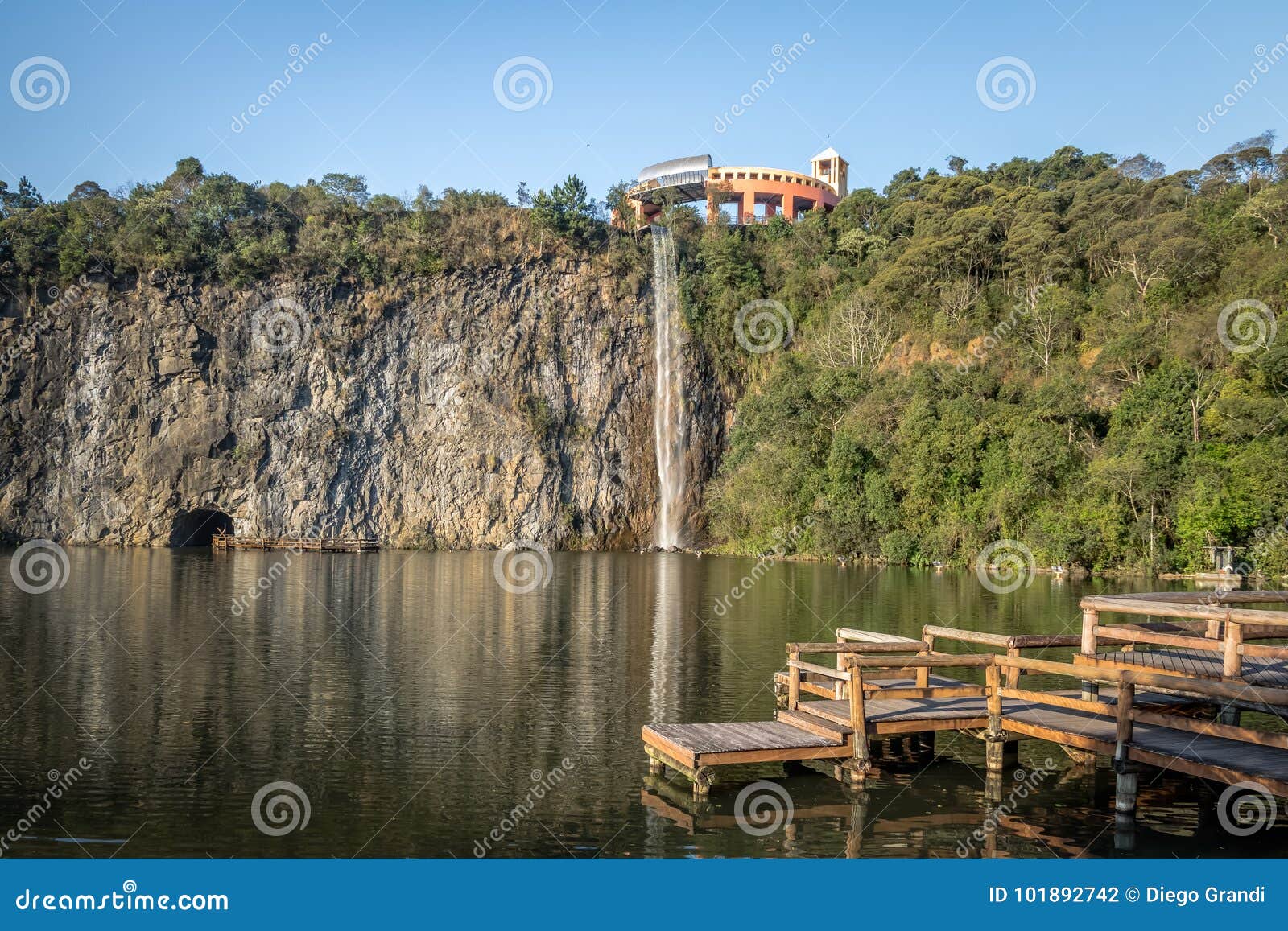 Viewpoint and Waterfall at Tangua Park - Curitiba, Brazil Stock Photo ...