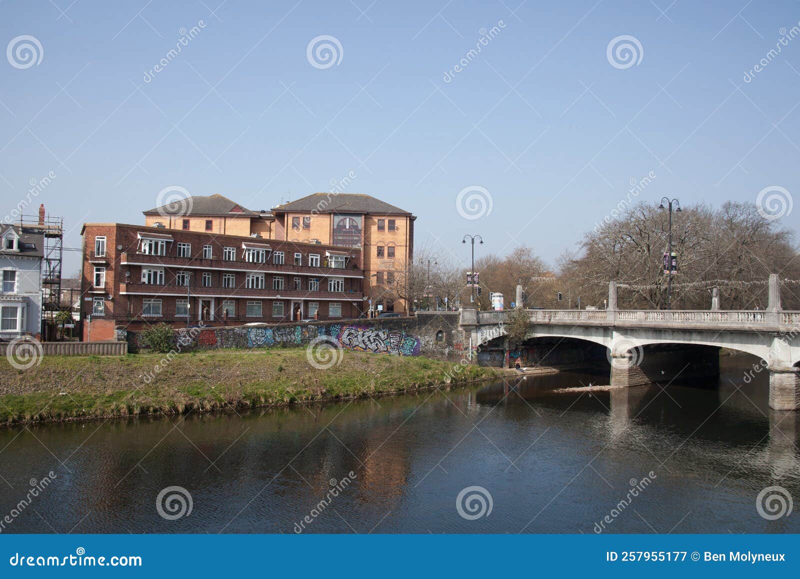Views of Cardiff Bridge and Coldstream Terrace in Cardiff, Wales in the ...