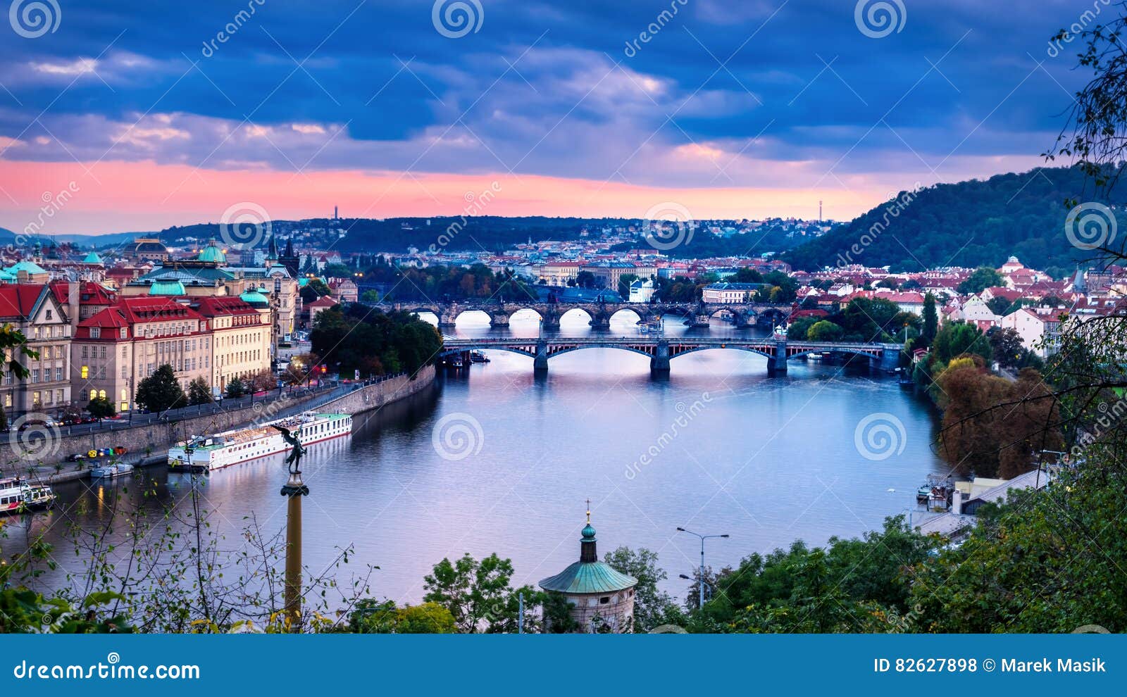 Views of the City and the Bridge Stock Photo - Image of evening ...