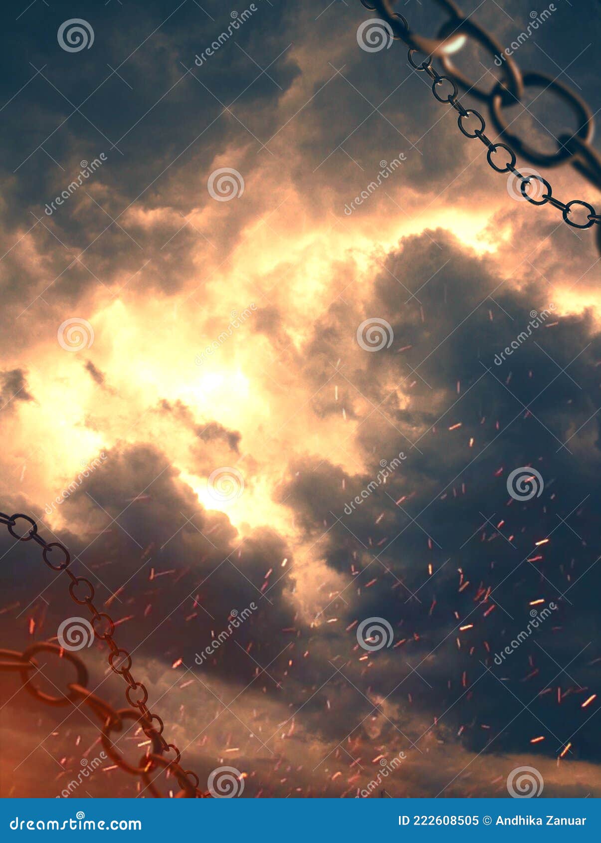 Views of Glowing Clouds and Large Chains Stock Image - Image of dirt ...