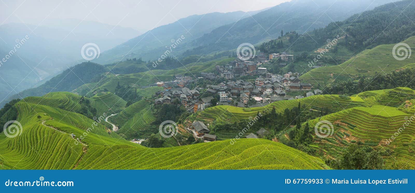 Views of Green Longji Terraced Fields and Pingan Village Stock Image ...
