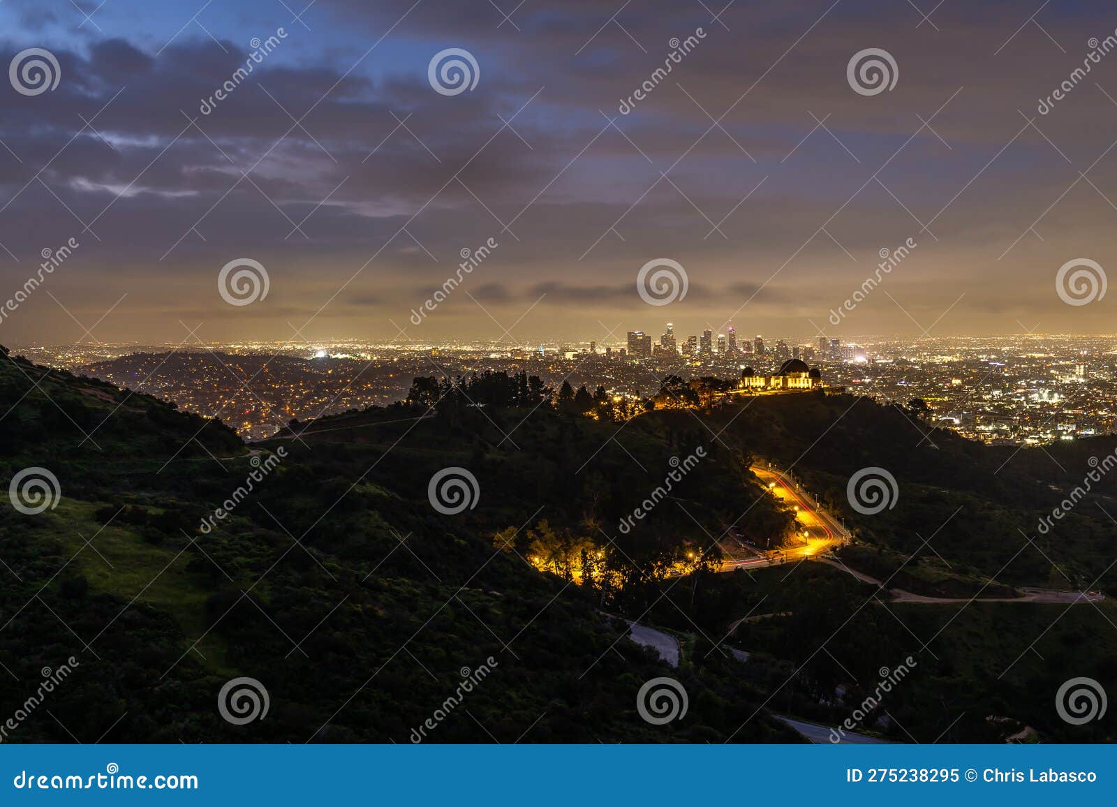The Griffith Observatory and Hollywood Hills Stock Image - Image of ...