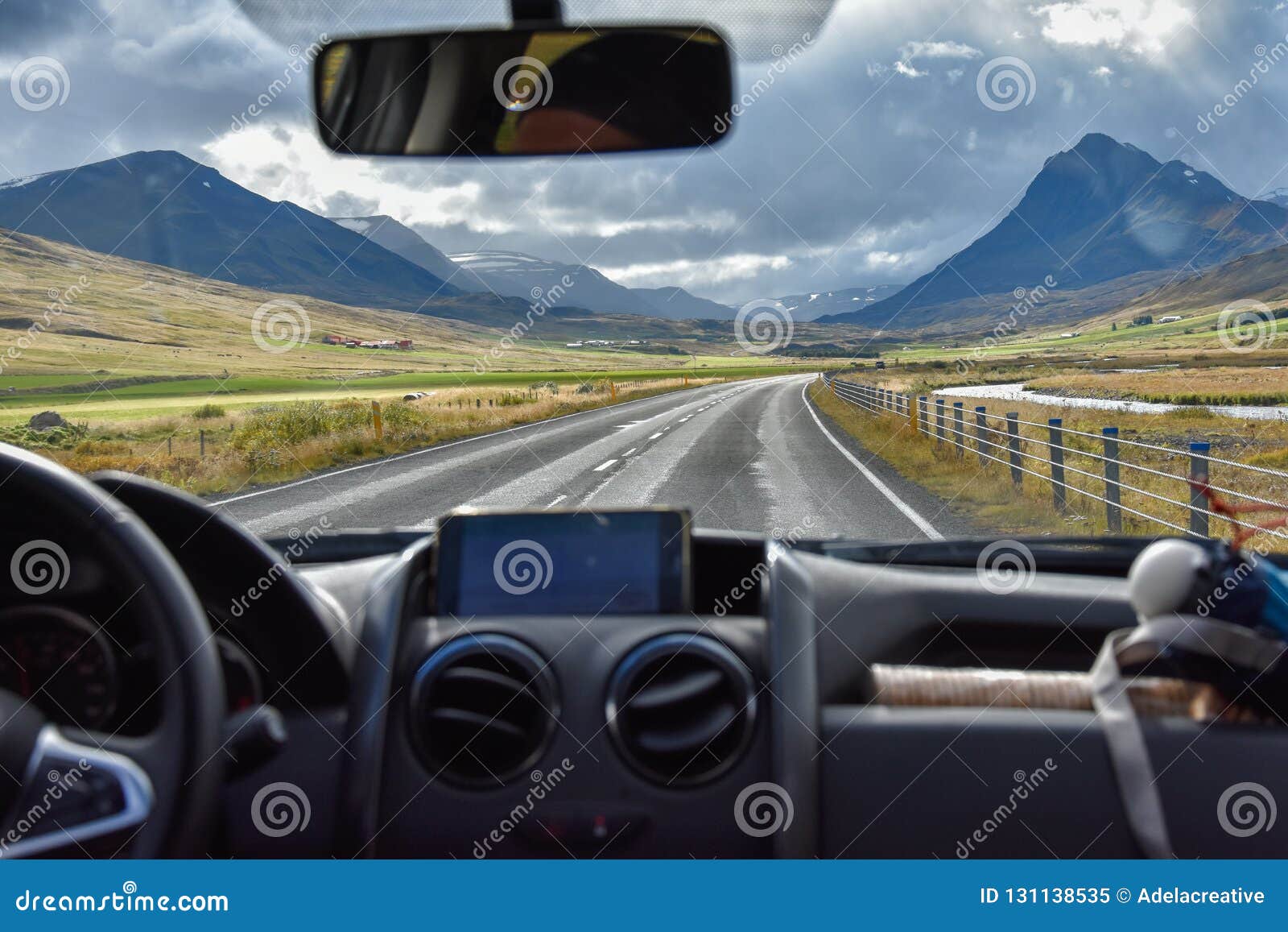 Views from Inside the Car on a Road Trip Drive in Iceland Stock Image ...