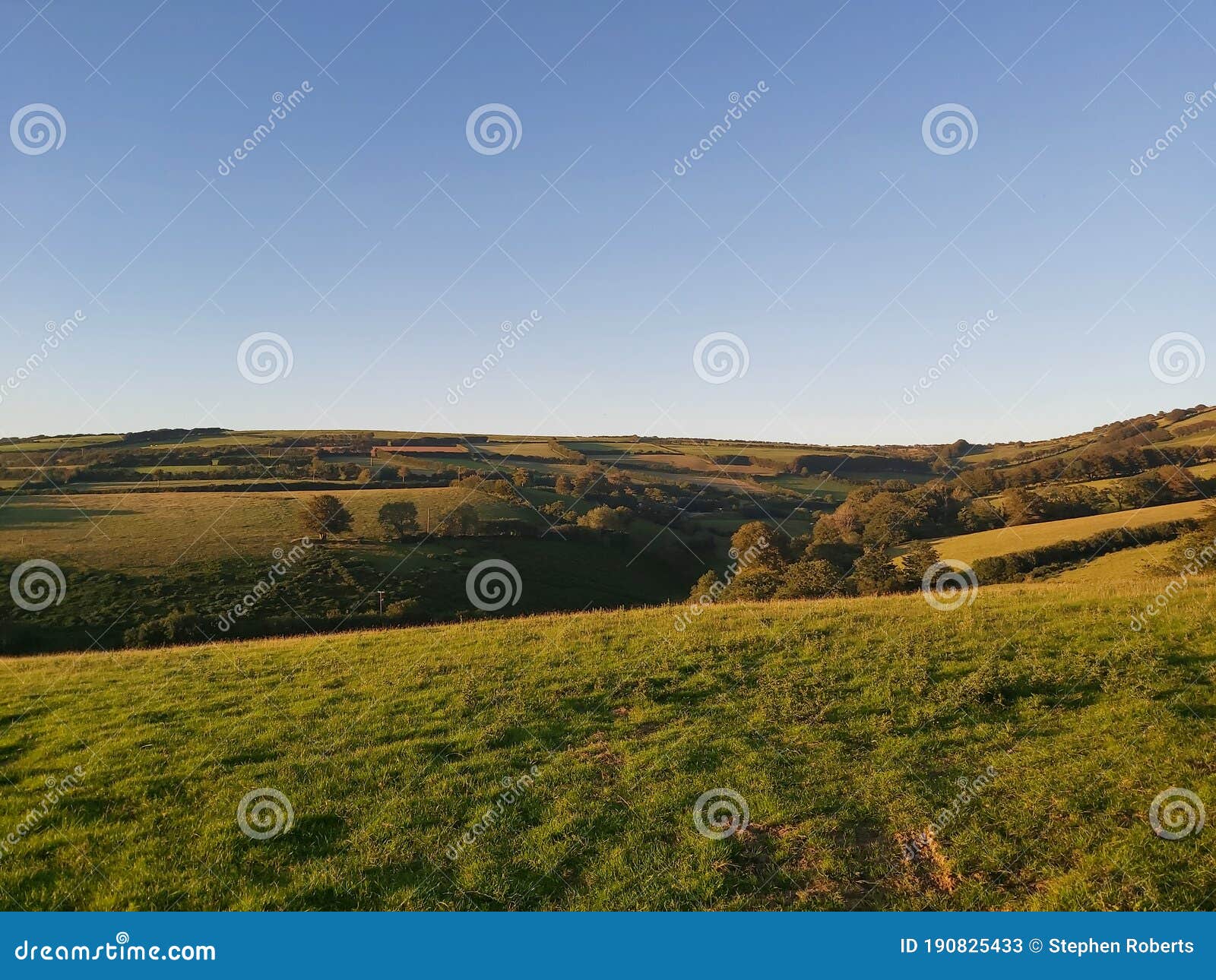 Views Over Exmoor at Sunset Stock Image - Image of bright, farm: 190825433