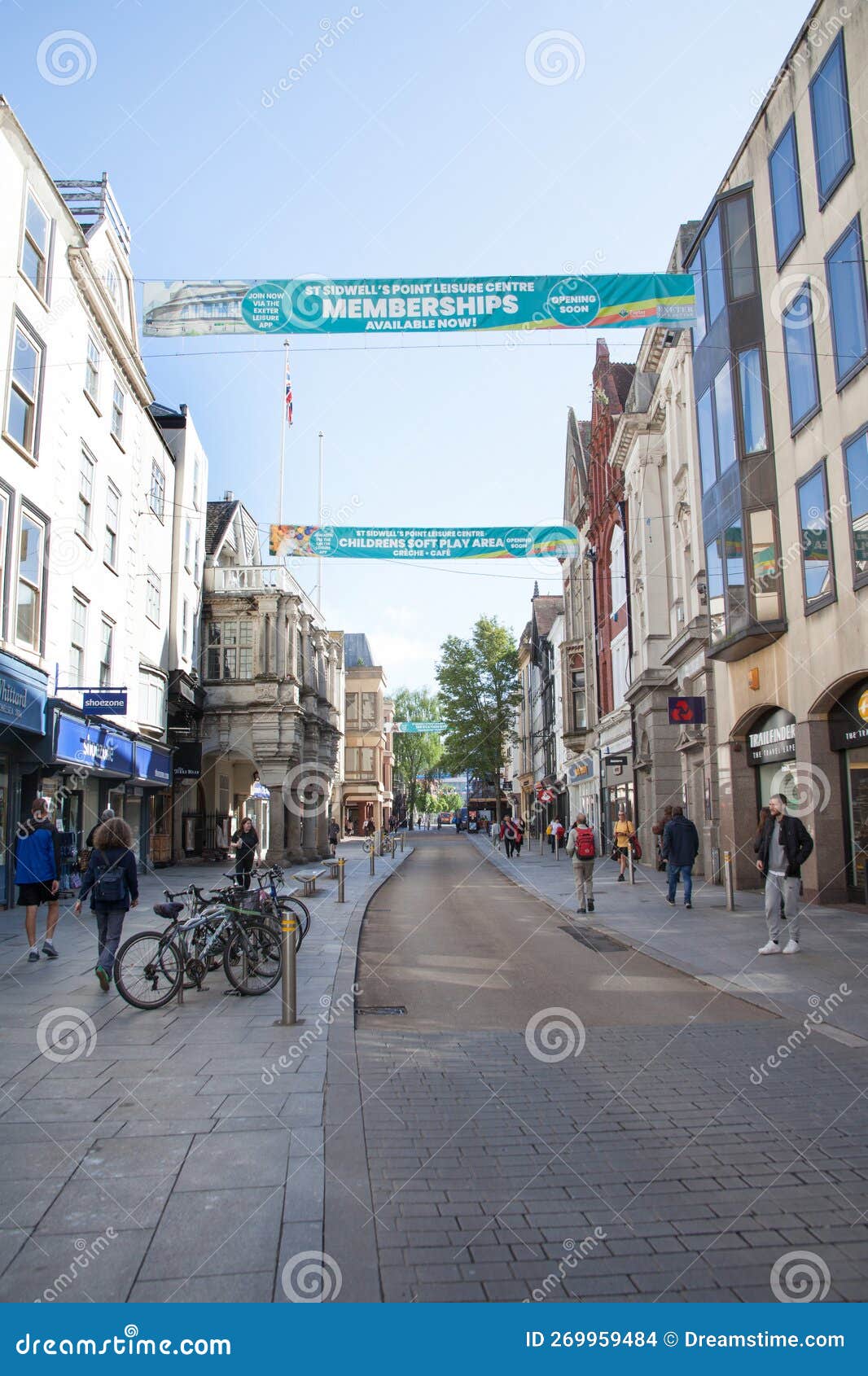 Views of People Shopping on the High Street in Exeter, Devon in the UK ...