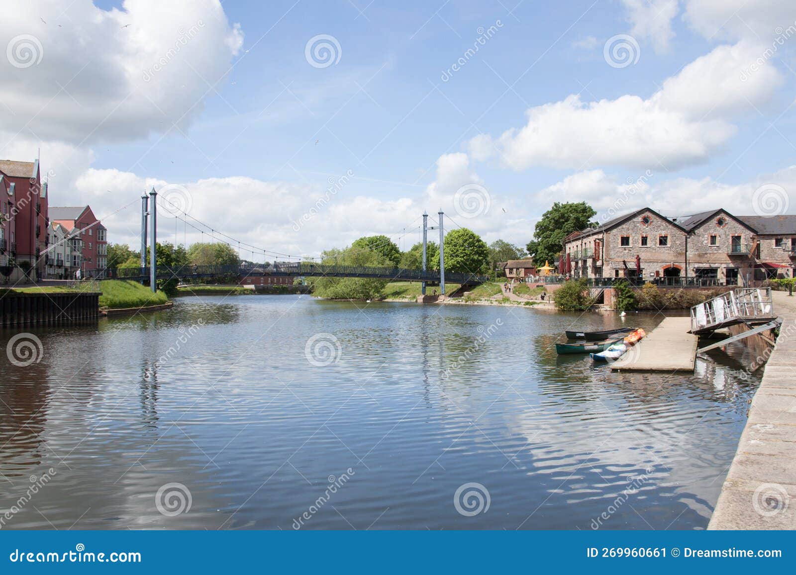 Views of the River Exe and Cricklepit Bridge in Exeter, Devon in the UK ...