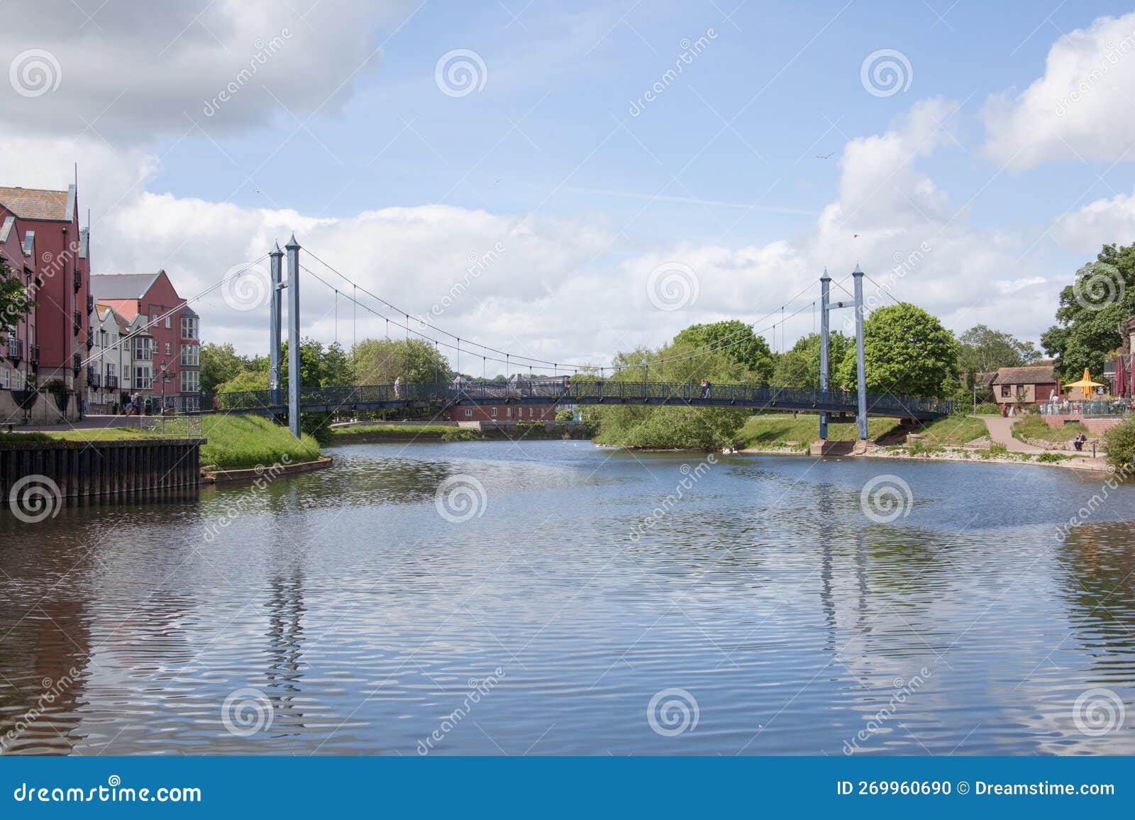 Views of the River Exe and Cricklepit Bridge in Exeter, Devon in the UK ...